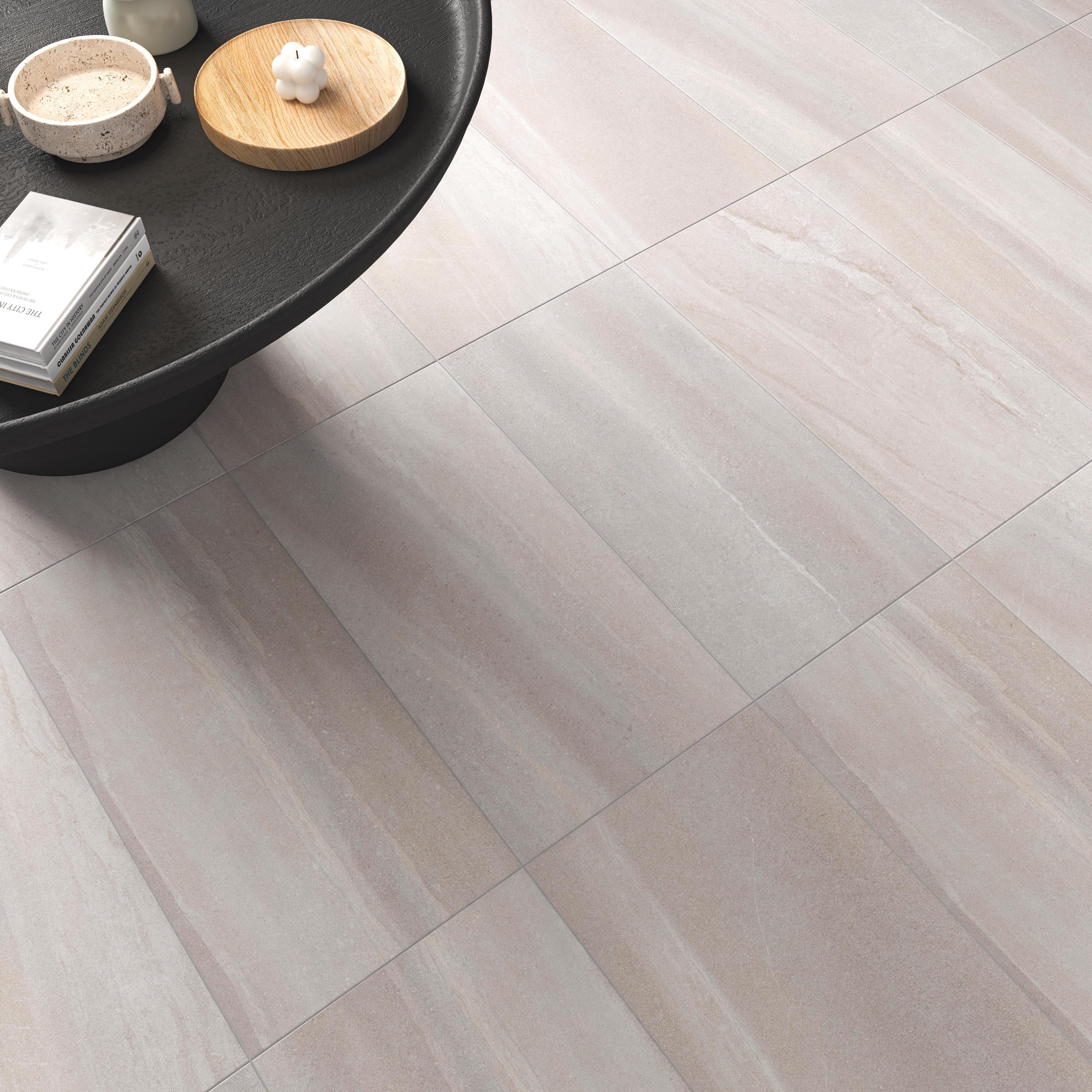 Kale Avalon Grey Matt Stone effect Porcelain Indoor Wall & floor Tile ...