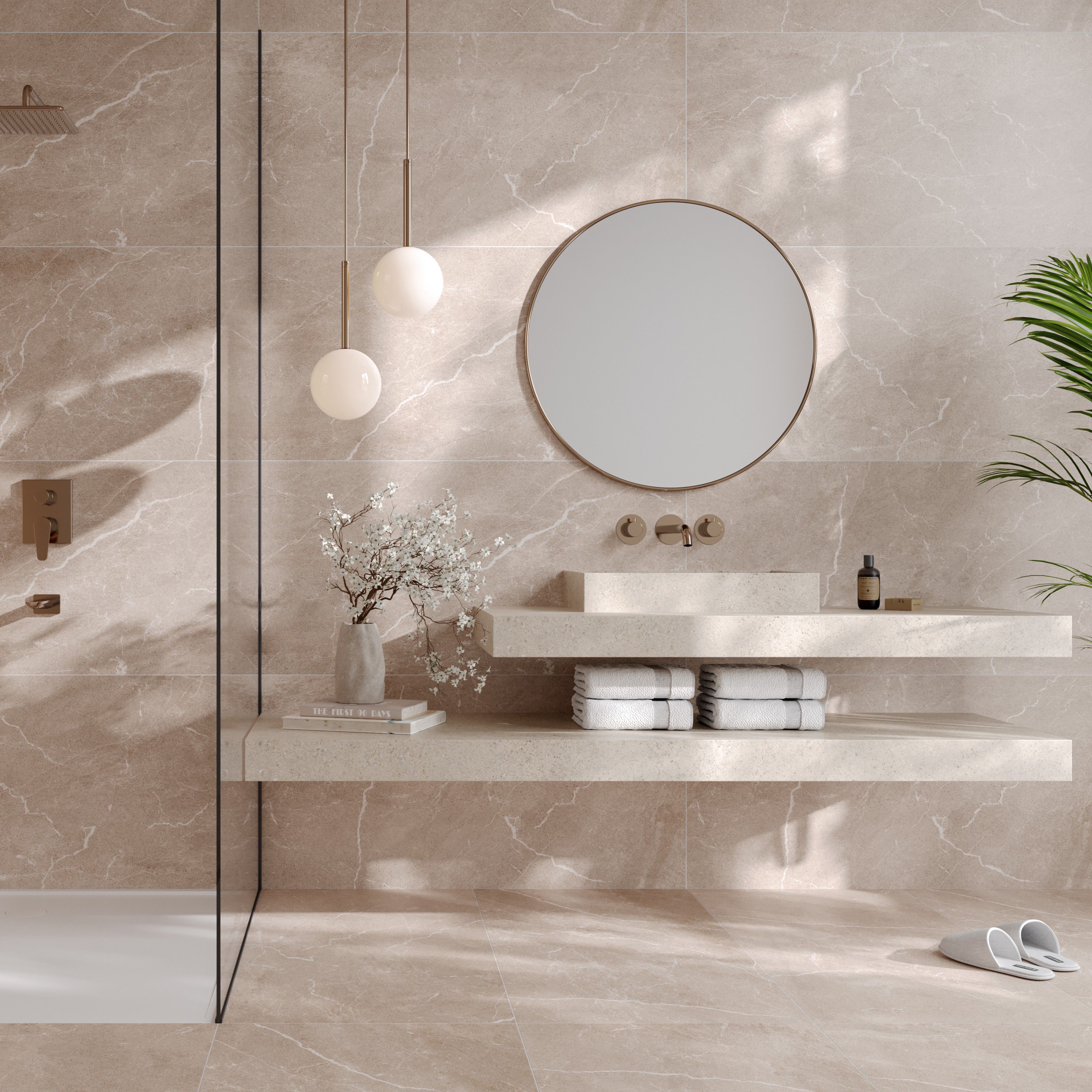 Kale Bodo Beige Matt Stone effect Porcelain Indoor & outdoor Wall ...