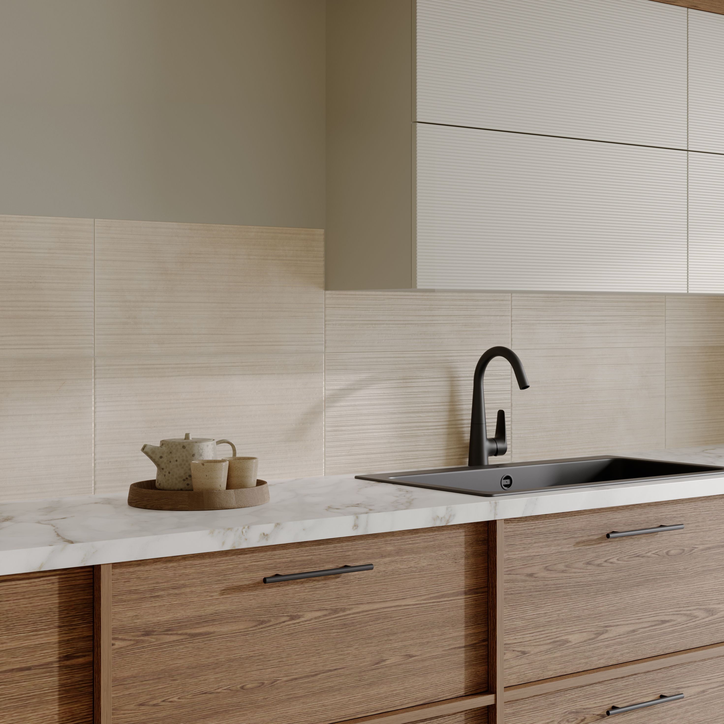 Kale Cirrus Beige Natural Concrete effect Indoor Wall & floor Tile Sample