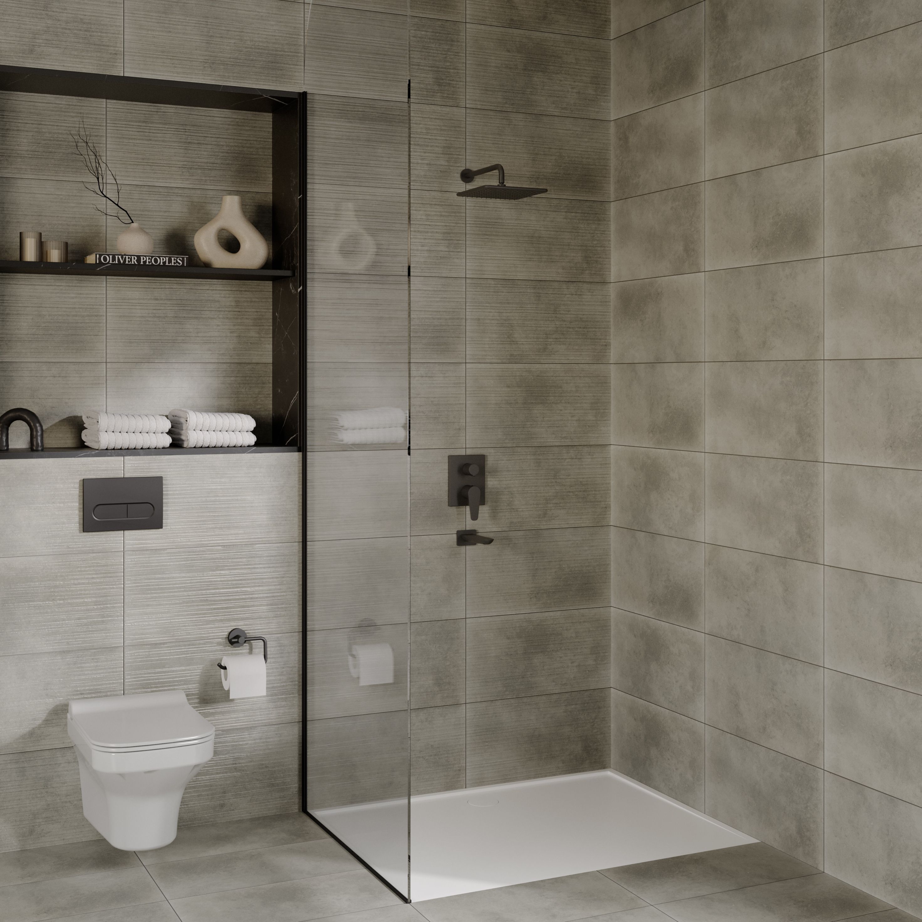 Kale Cirrus Grey Matt Natural Concrete effect Ceramic Indoor Wall ...