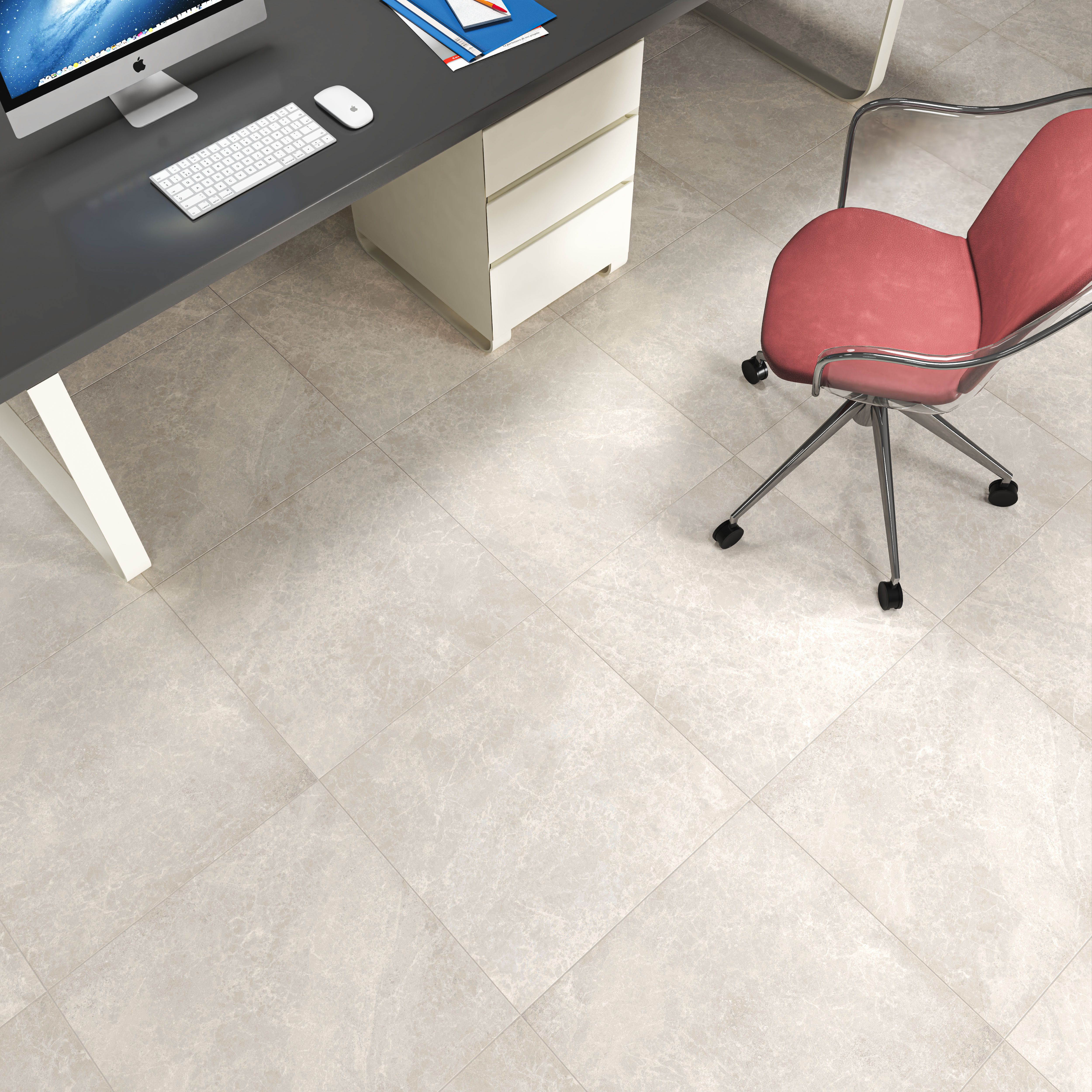 Kale Moonstone White Semi-gloss Stone effect Textured Porcelain Indoor ...