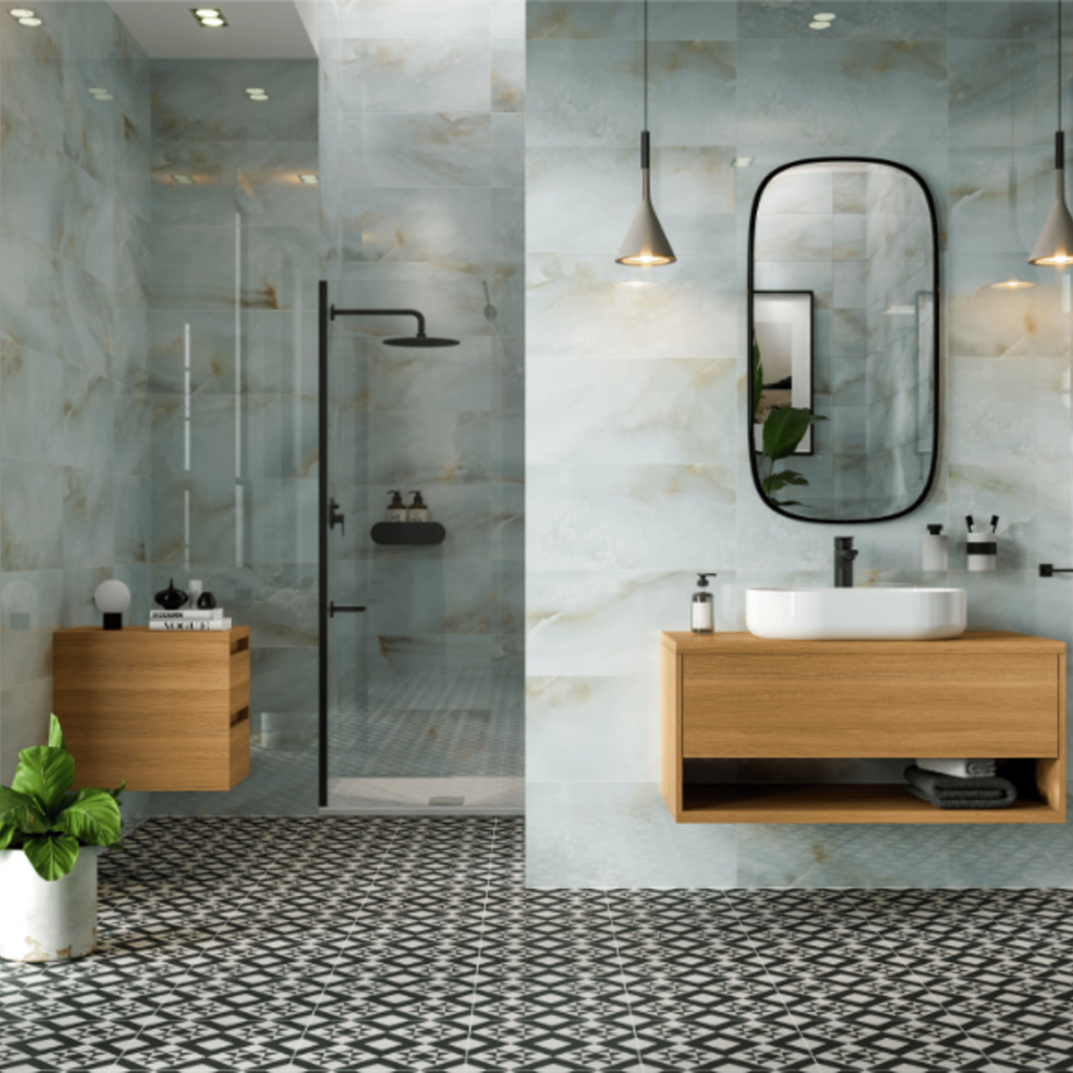 Kale Onyx Jade High gloss Marble effect Ceramic Indoor Wall Tile Sample