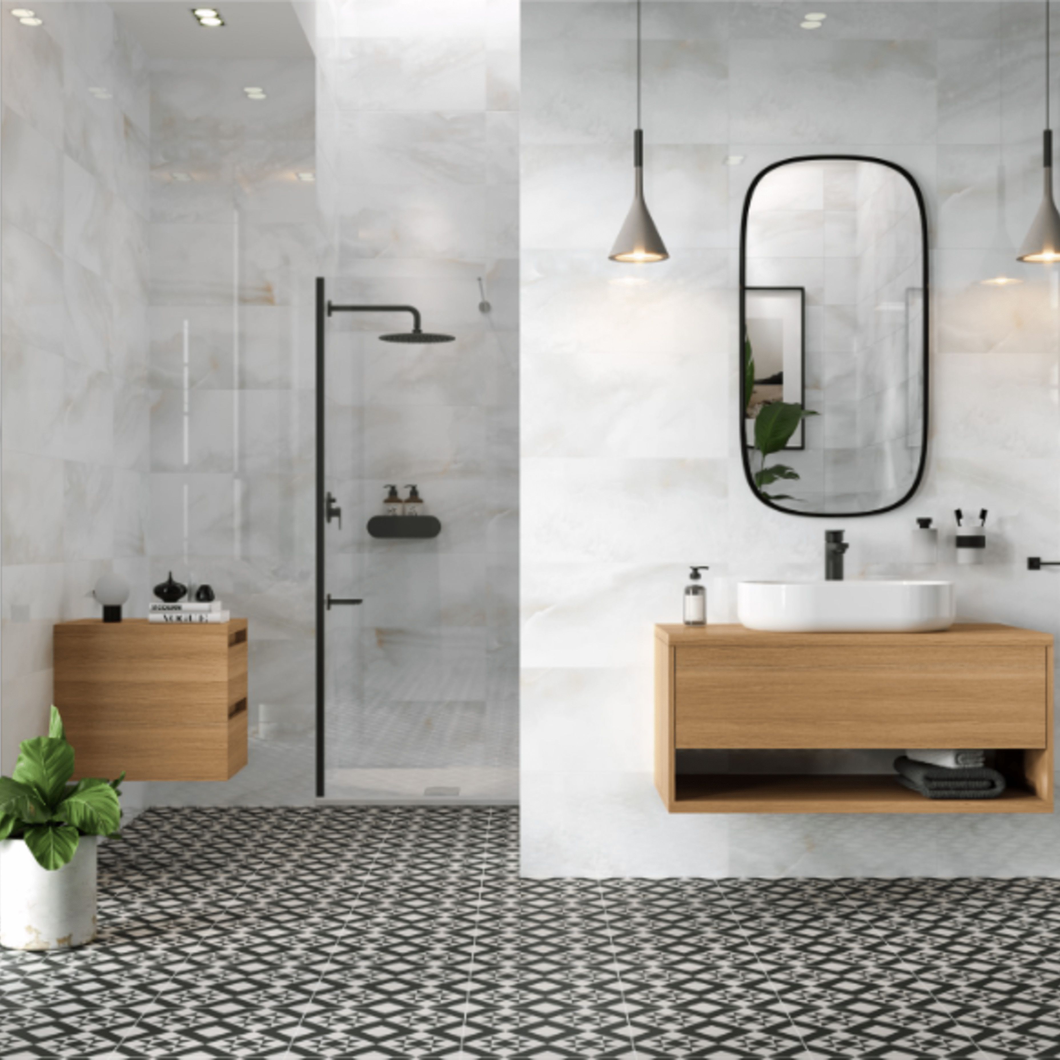 Kale Onyx Pearla High gloss Marble effect Ceramic Indoor Wall tile ...