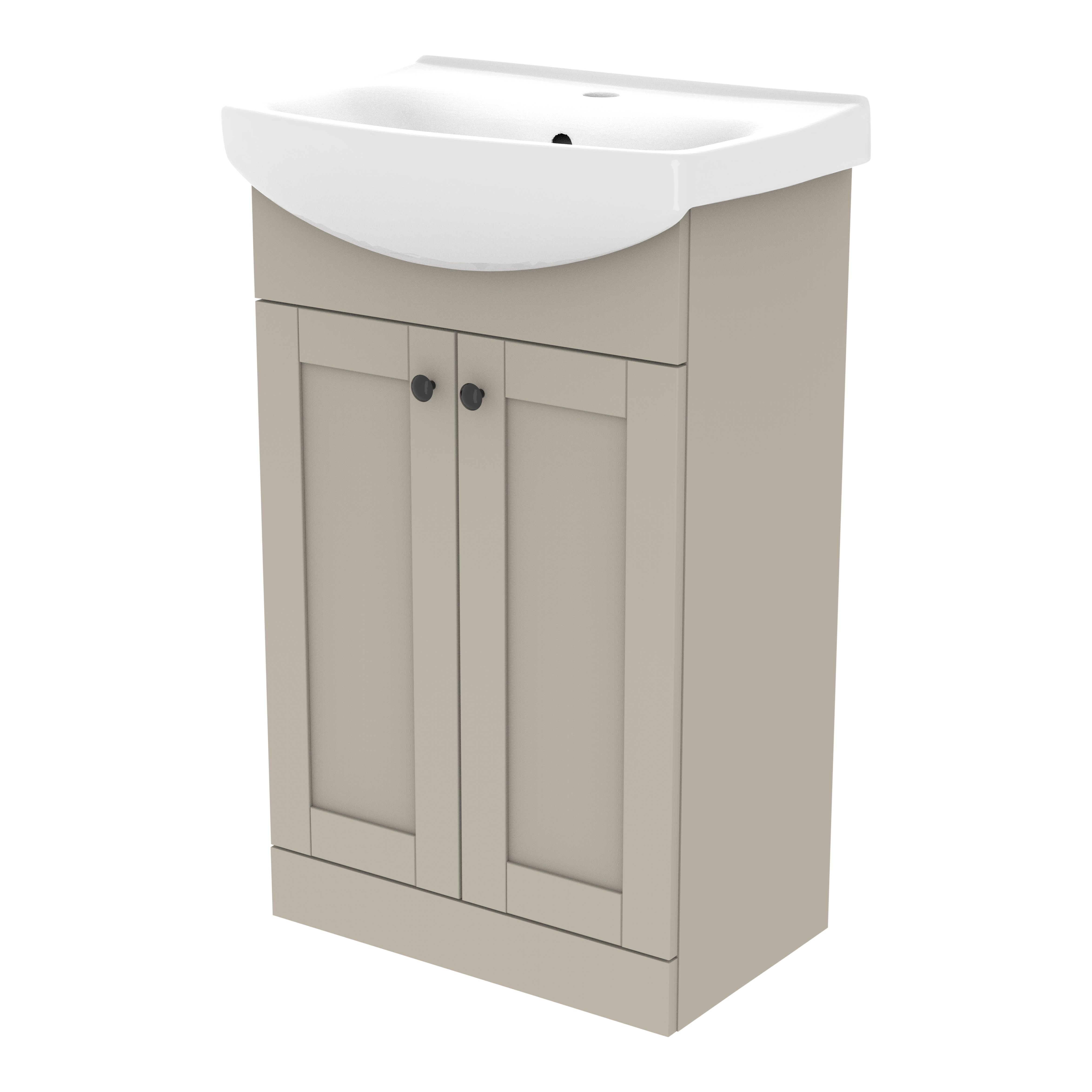 Kalena Matt Pebble Freestanding Vanity unit & basin set (W)550mm (H)874mm