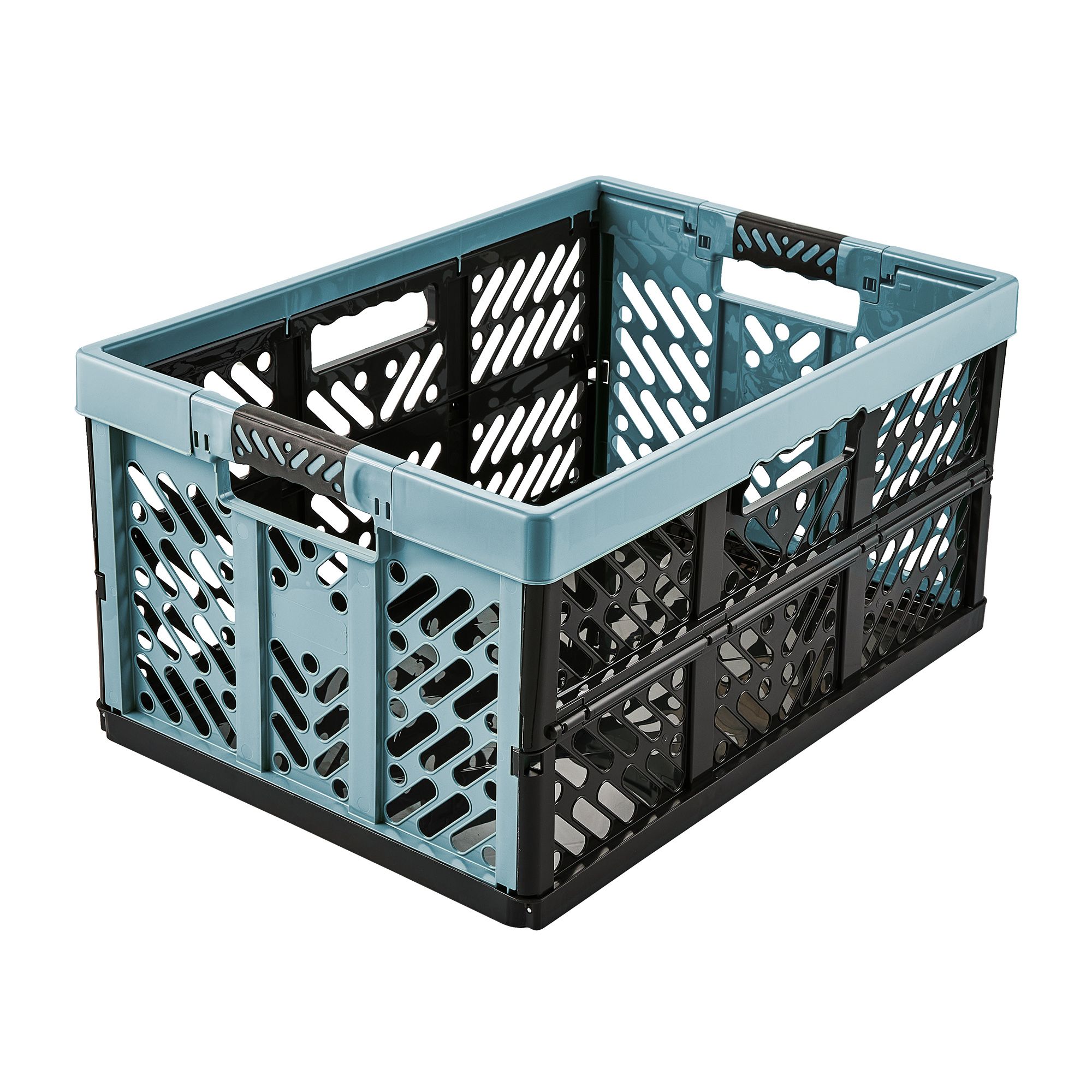 Keeeper Tough Nordic blue Plastic Large Foldable Storage crate (H)37cm ...