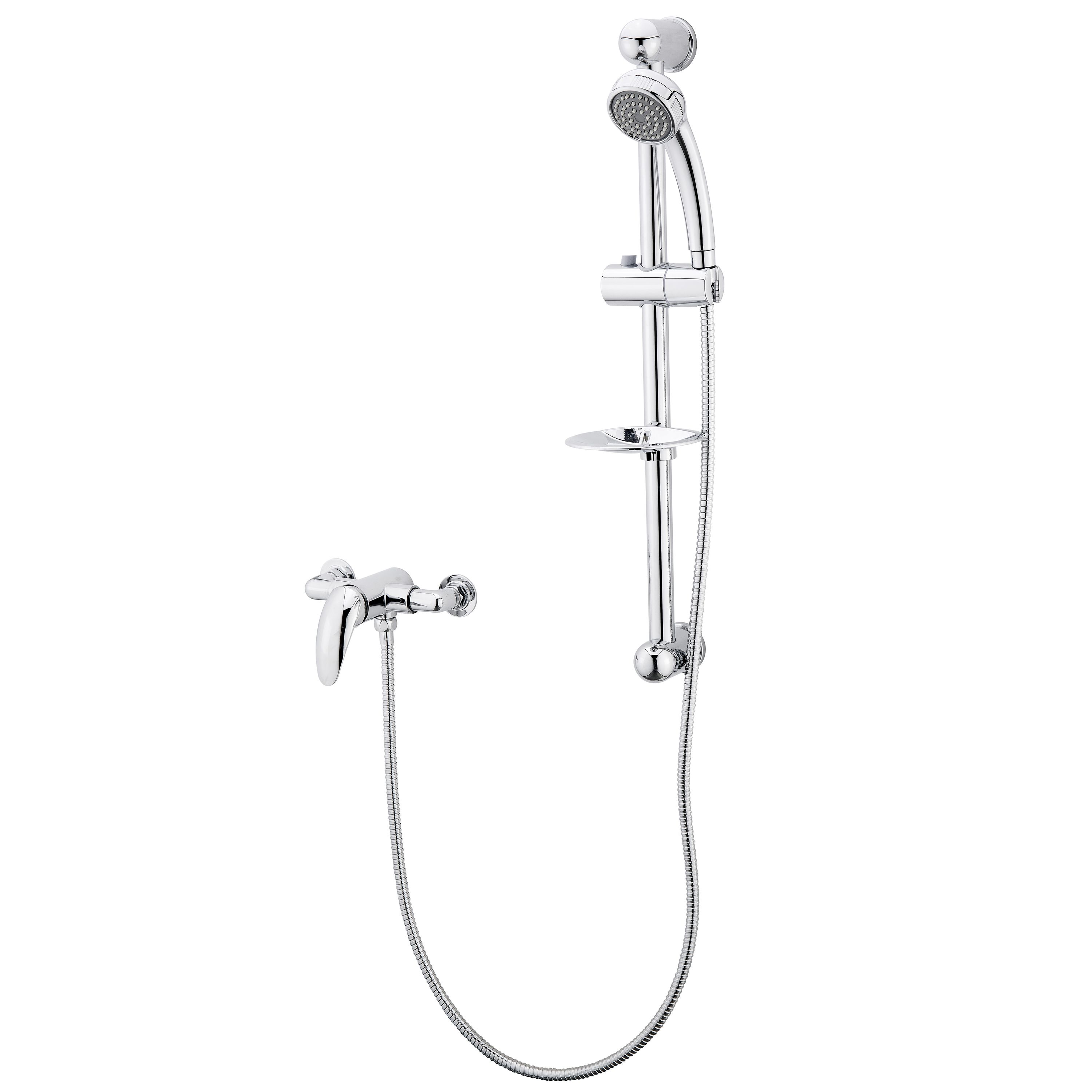 Keoni Gloss Chrome effect Wall-mounted Single lever Mixer Shower