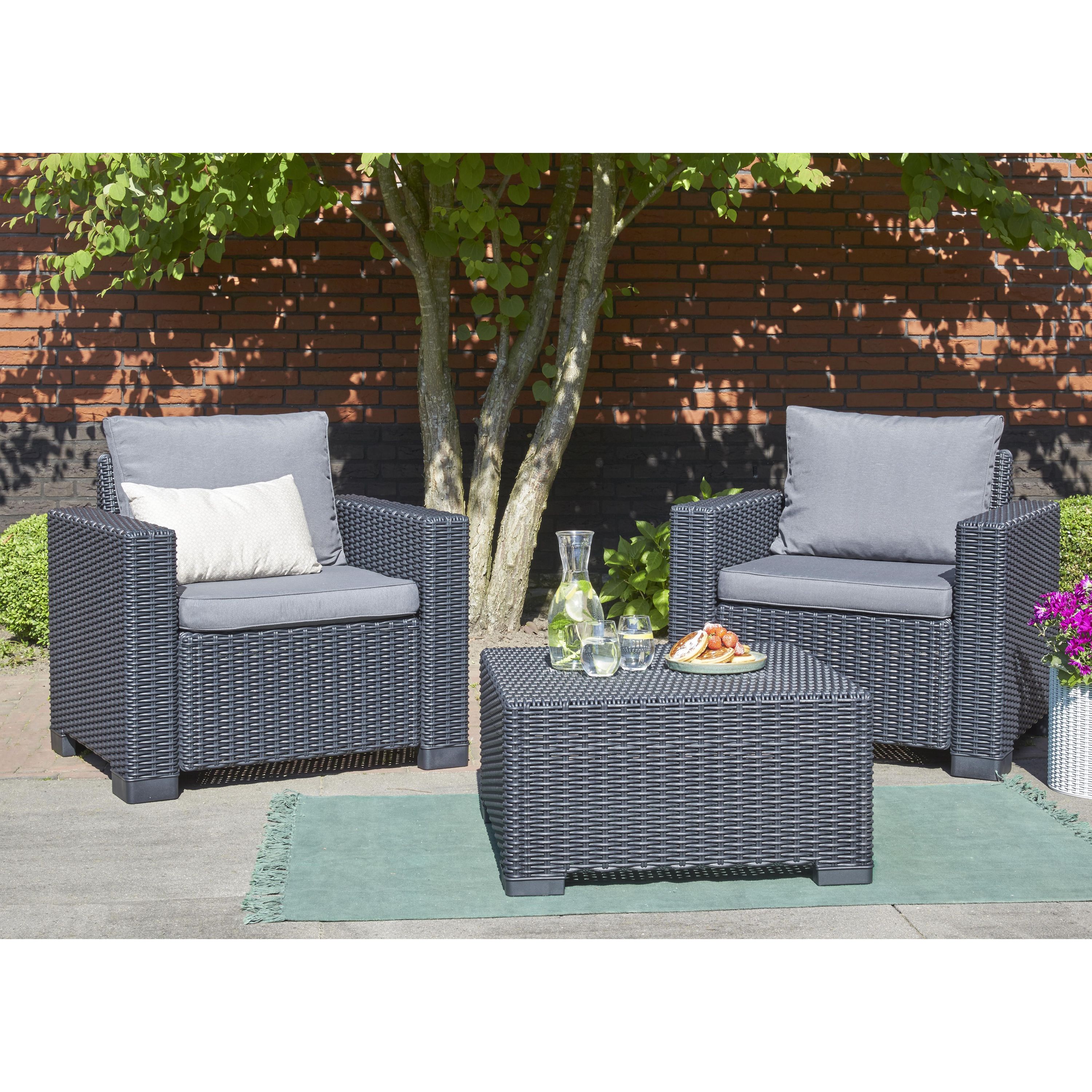 Keter California Graphite Grey Rattan effect Armchair, Set of 2