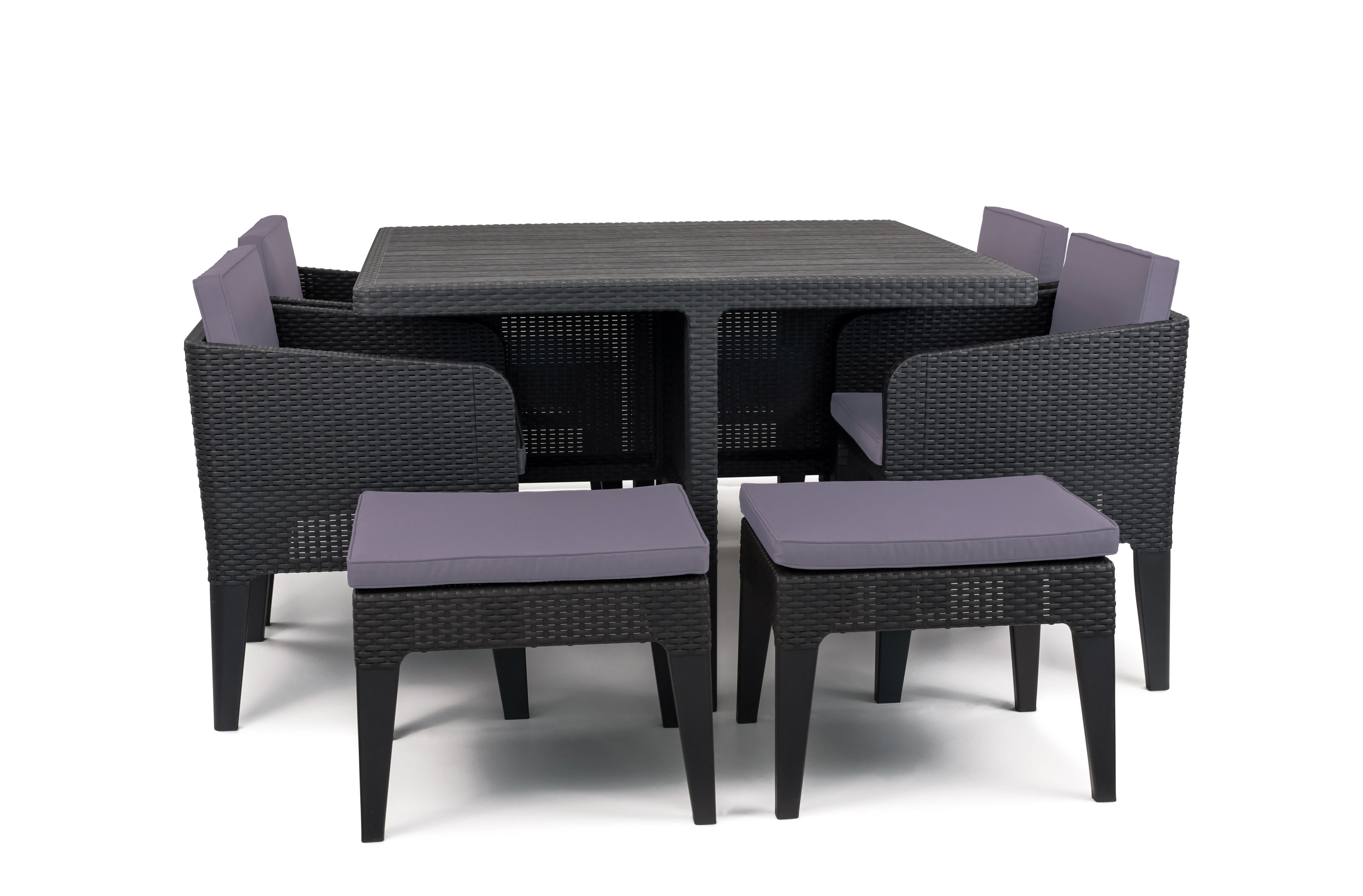 Keter Columbia Graphite Plastic 8 seater Dining set