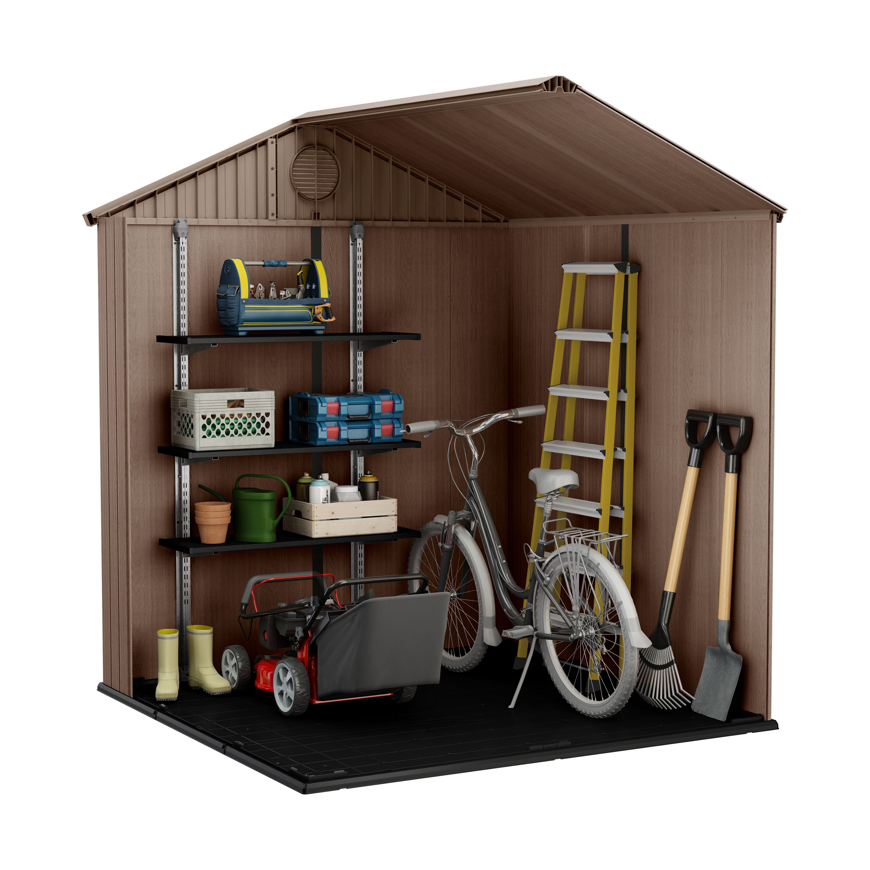 Keter Darwin 6x6 ft Apex Plastic 2 door Shed with floor & 1 window ...