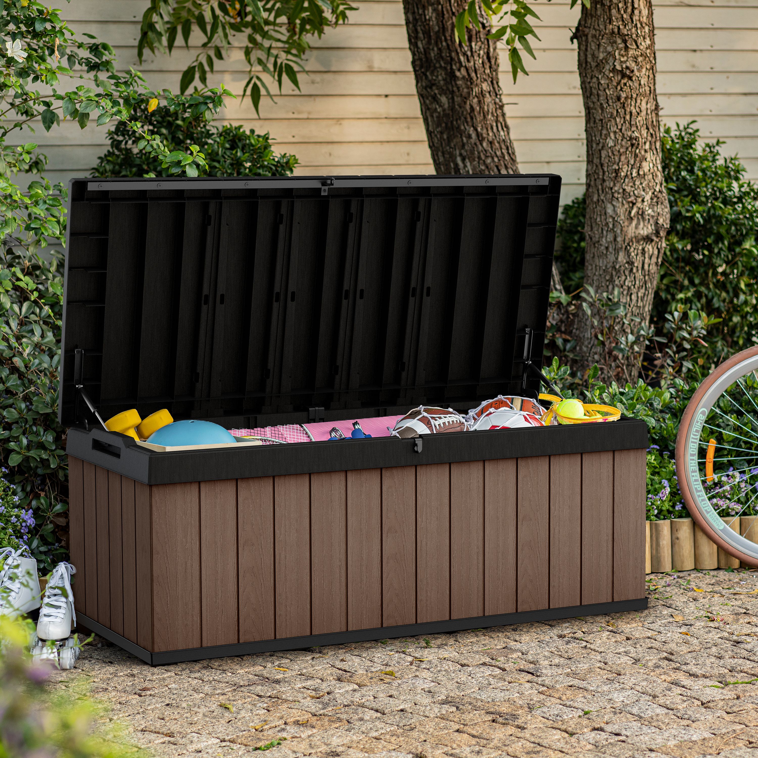 Keter Darwin Wood effect Plastic 142.5x65.3cm Garden storage box 380L