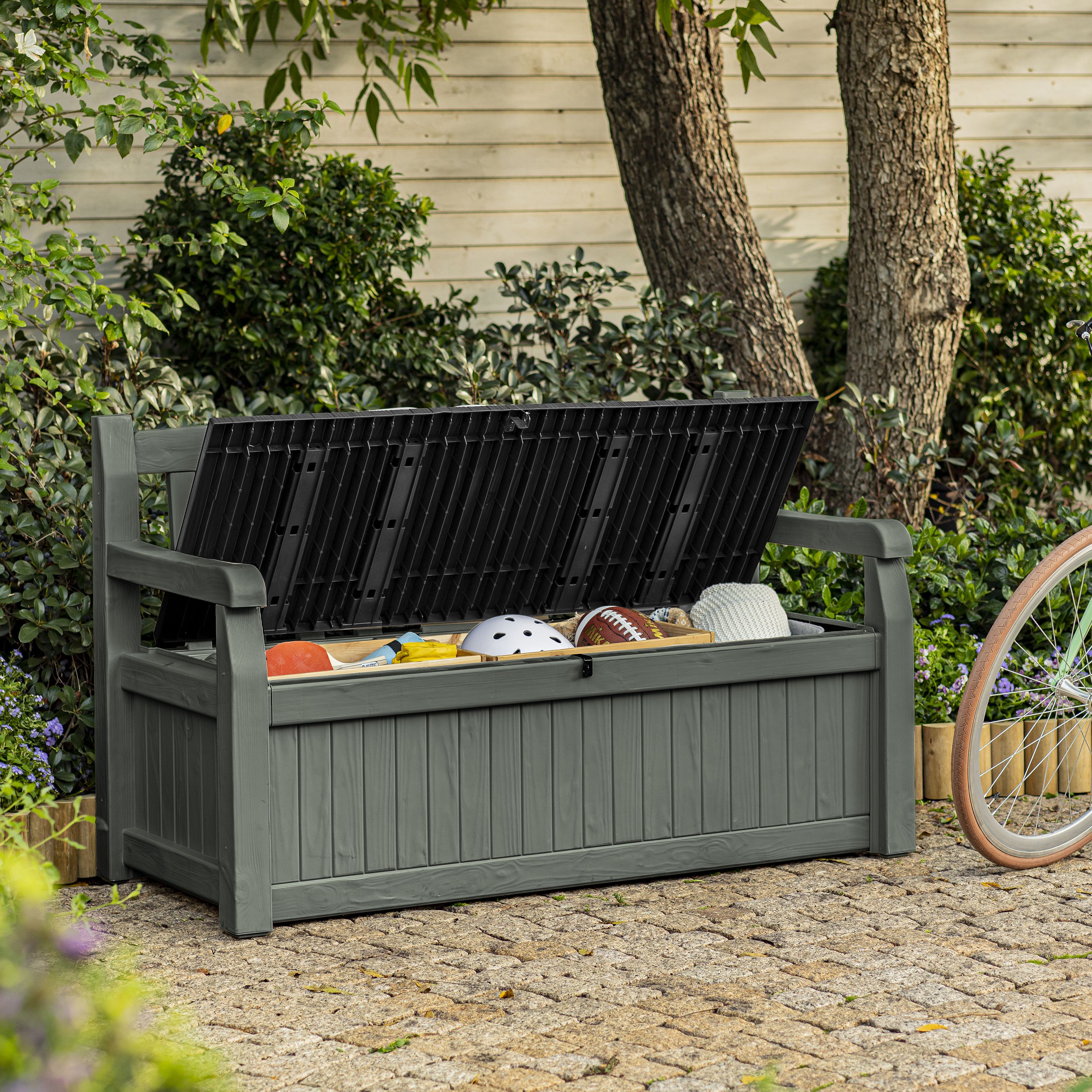 Keter Eden Green Plastic Storage bench (W) 140cm x (D) 60cm