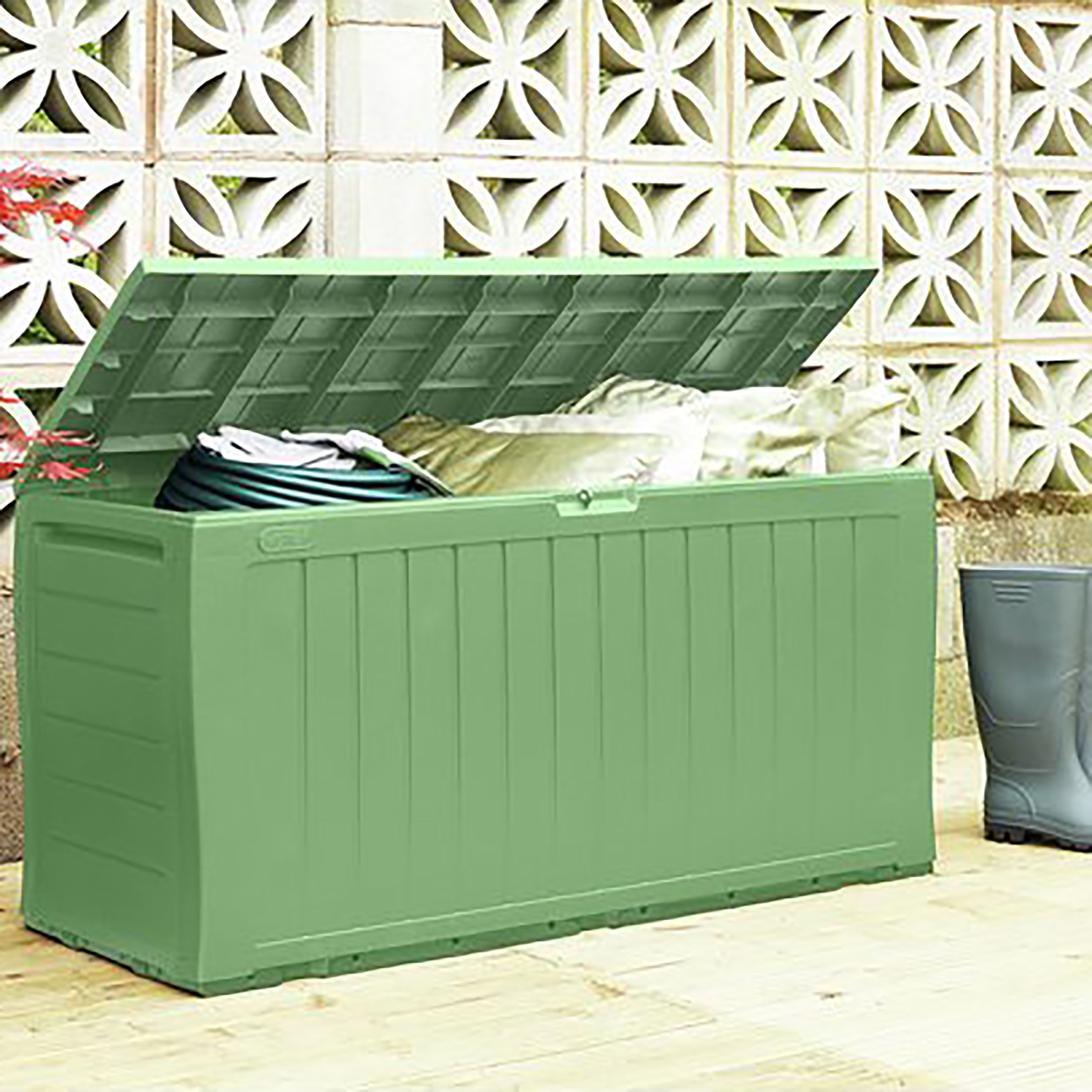 Keter Marvel plus 270L Resin Garden storage box - Green 4x1 ft (W)114 ...