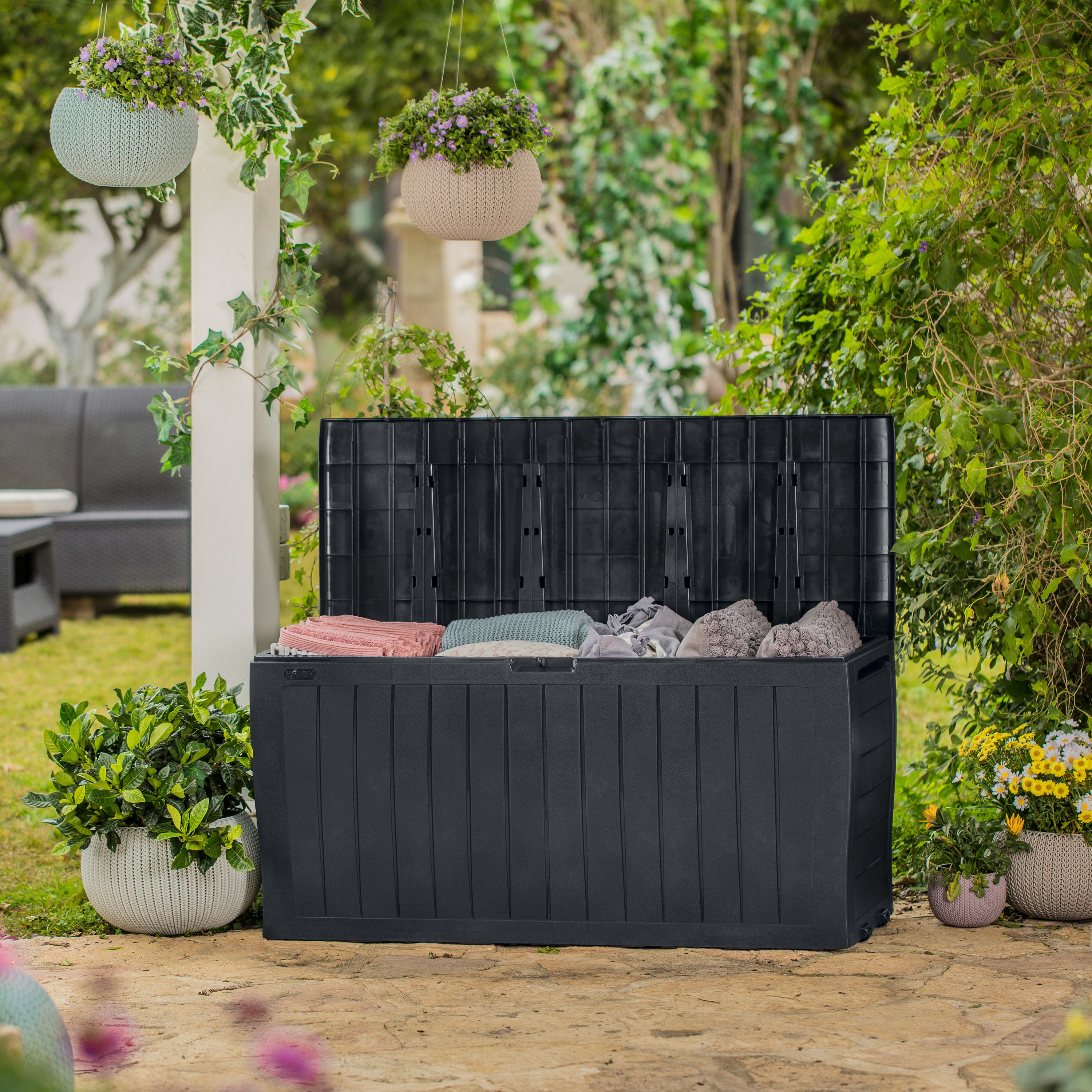 Keter Marvel plus Grey 270L Garden storage box 4x1 ft (H)570mm (W)1145mm