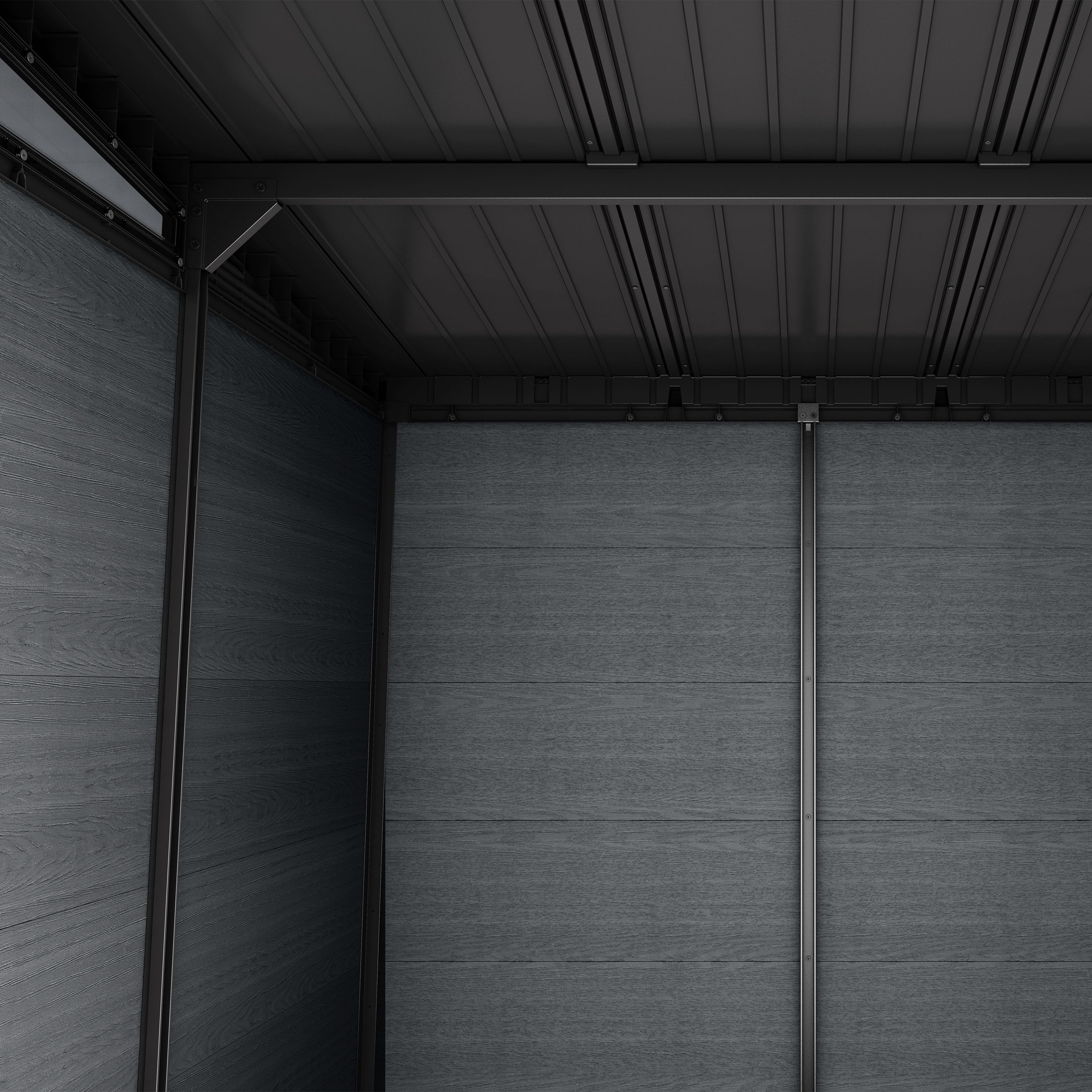 Keter Newton Plus Horizontal 11x7.5 ft Apex Grey Plastic 2 door Shed with floor & 2 windows ...