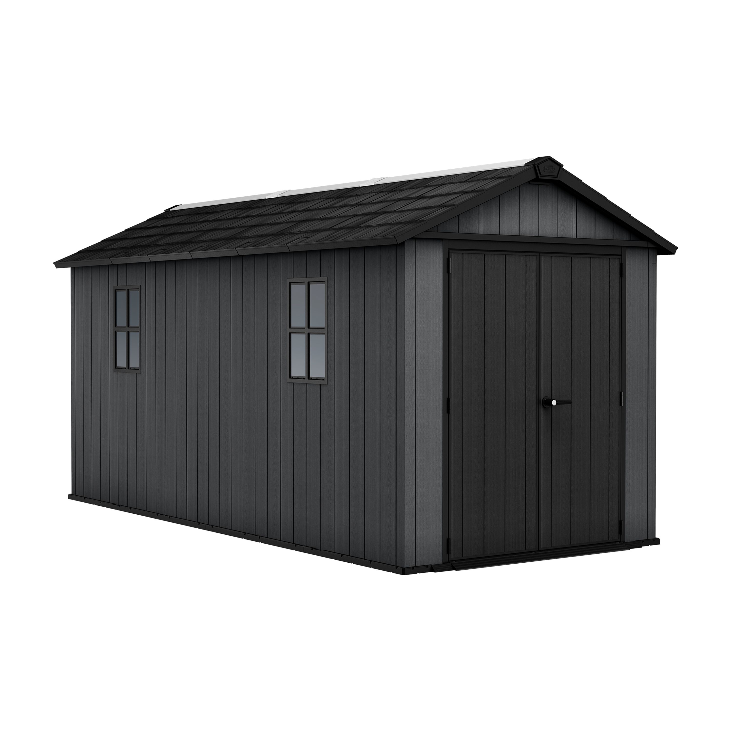 Keter Newton Plus Vertical 15x7.5 ft Apex Grey Plastic 2 door Shed with ...