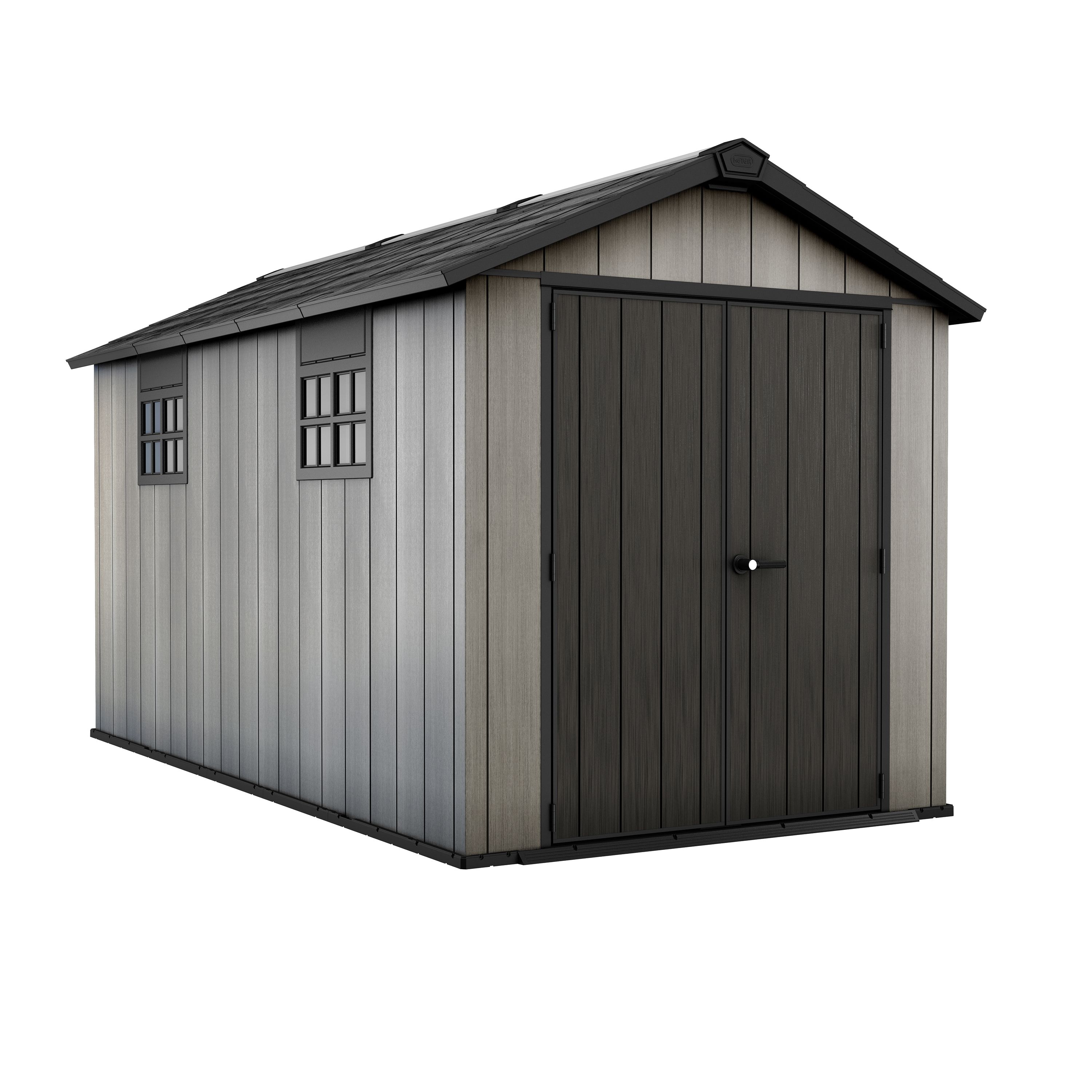 Keter Oakland Apex Grey Plastic 0 door Shed with floor & 1 window (Base ...