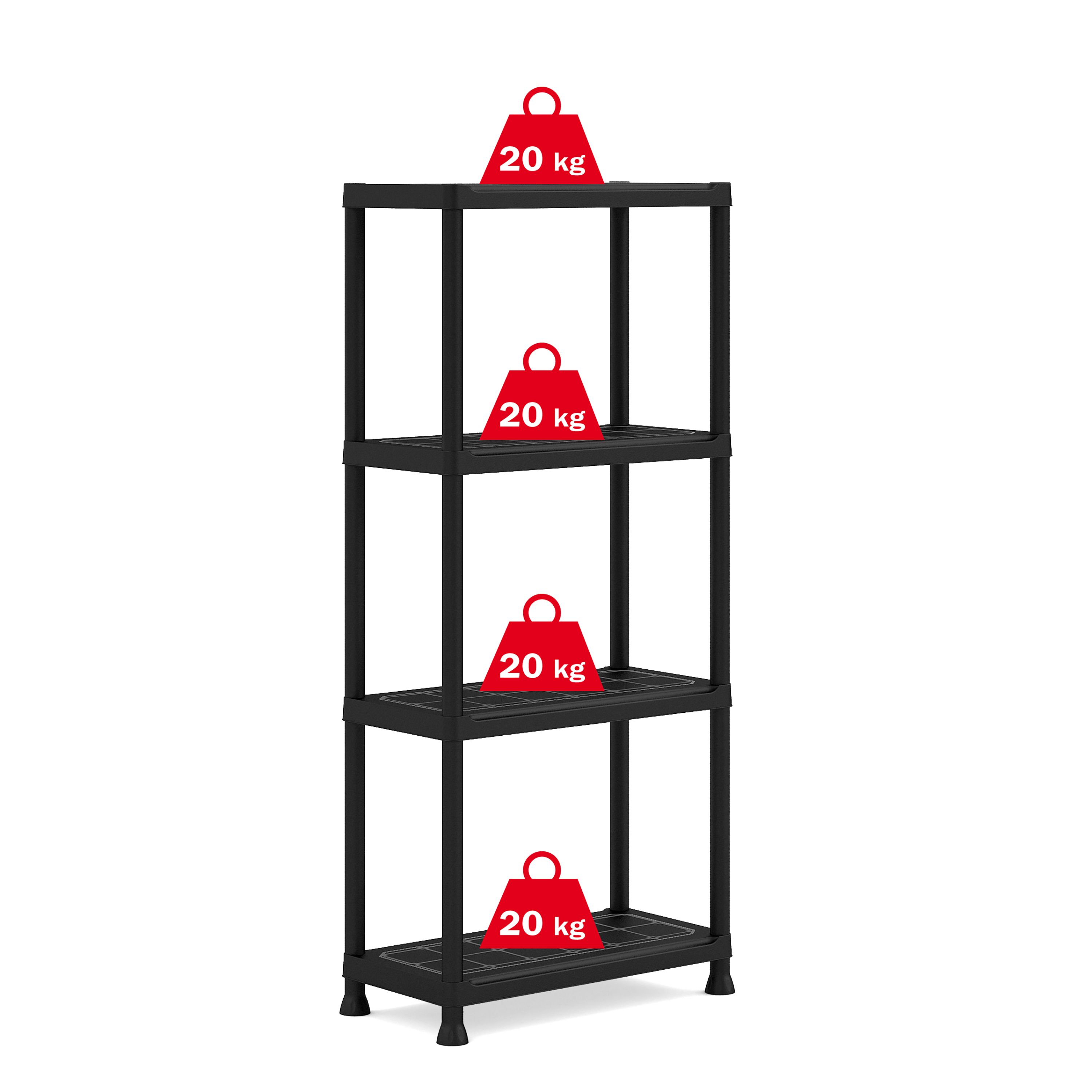 Keter Plus Shelf 4 shelf Plastic Shelving unit (H)1350mm (W)600mm (D)300mm