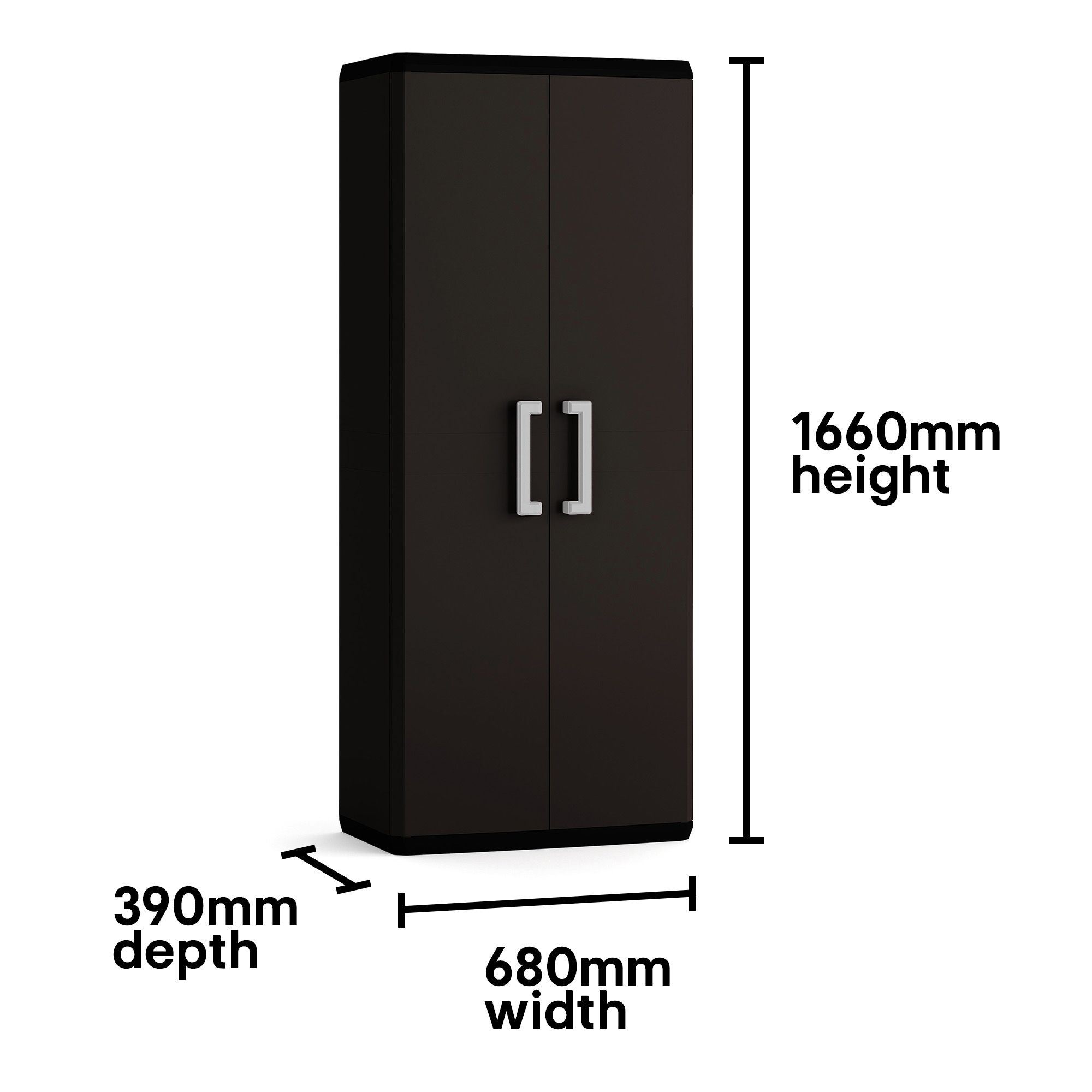 Keter Quadra 3 shelf Black Tall Utility Storage cabinet (H)166cm x (W ...