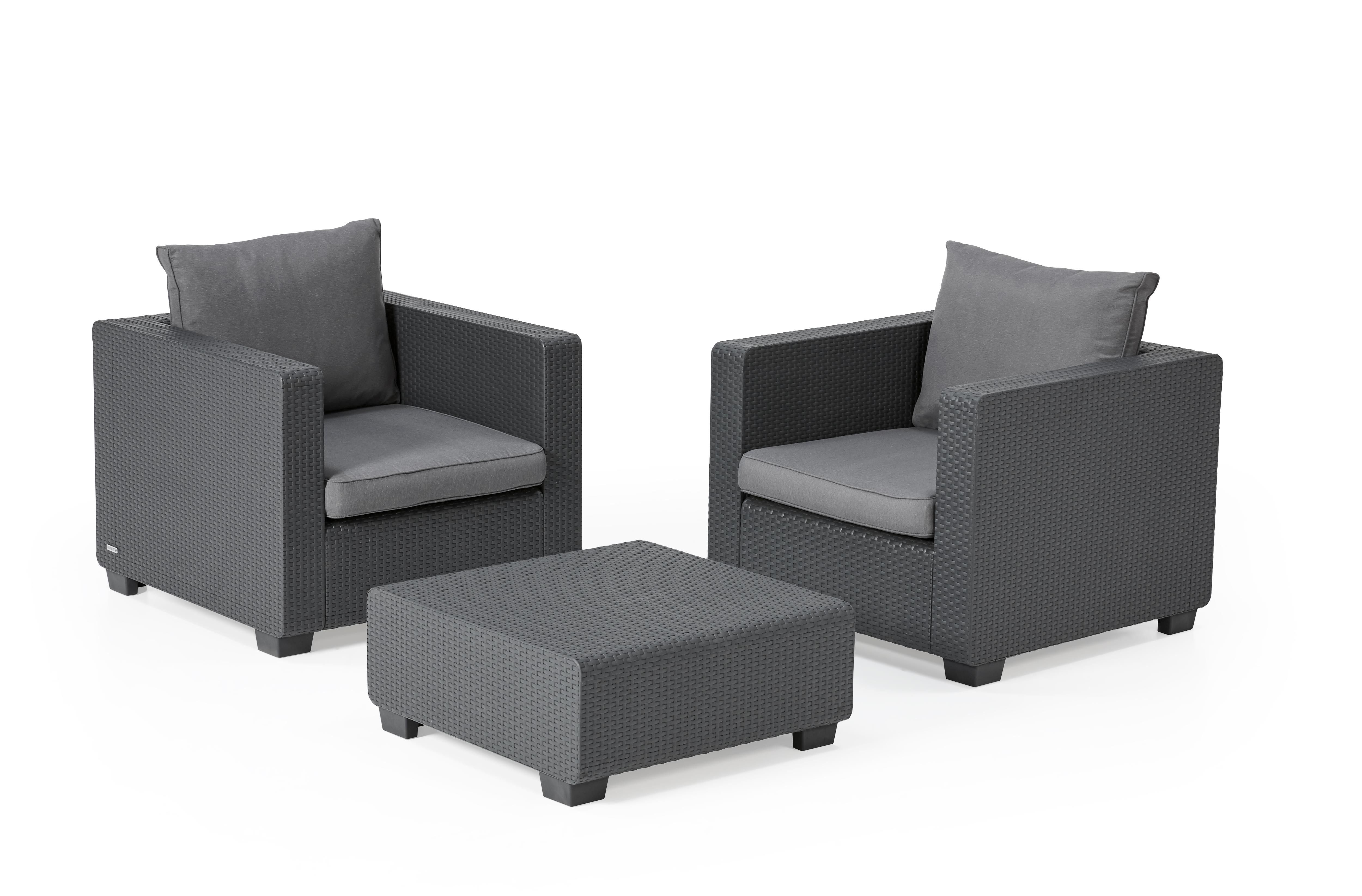 Keter Salta Graphite Rattan effect 2 seater Bistro set | DIY at B&Q