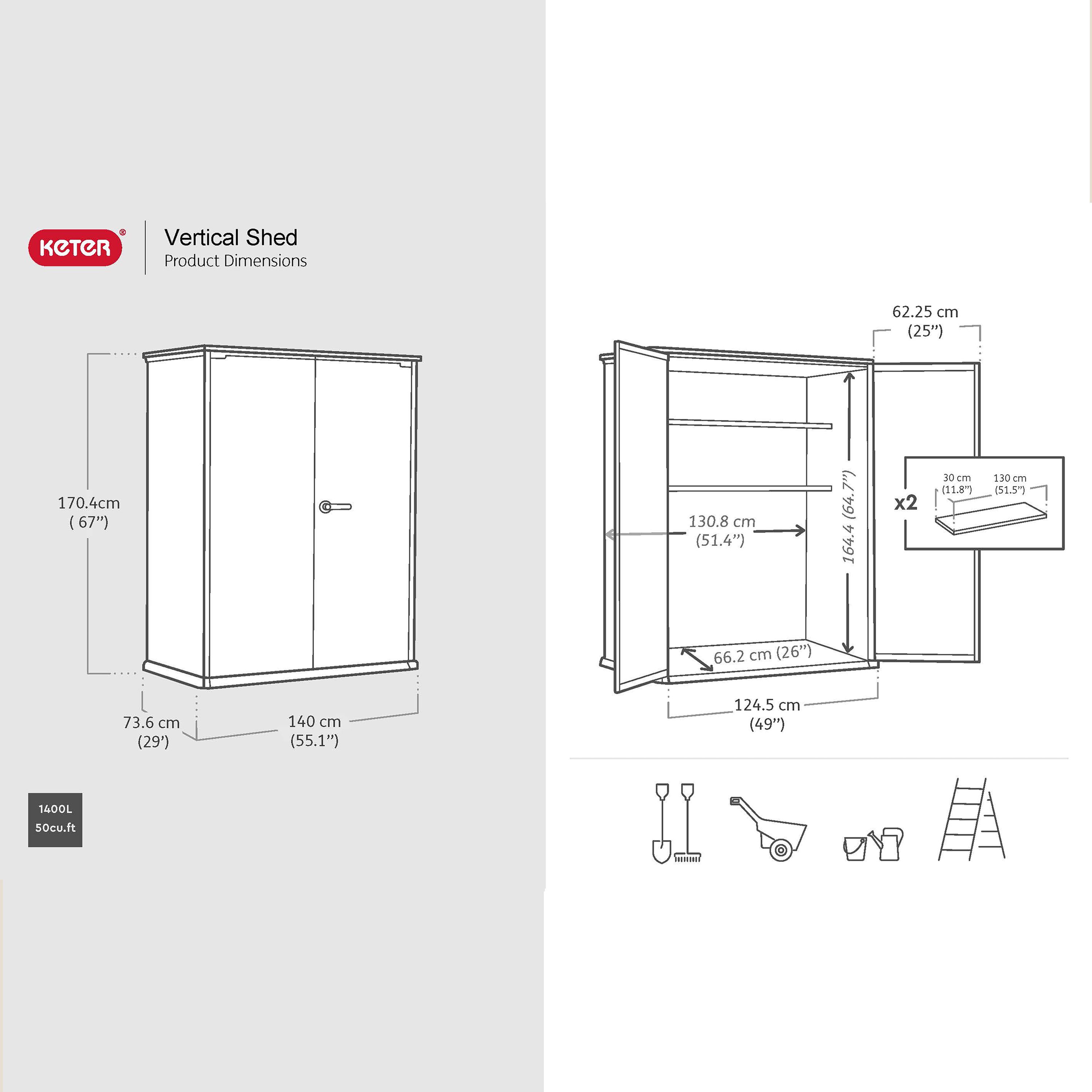 Keter Signature Decocoat Walnut 1400L Pent Garden storage 4x2 ft 1704mm ...