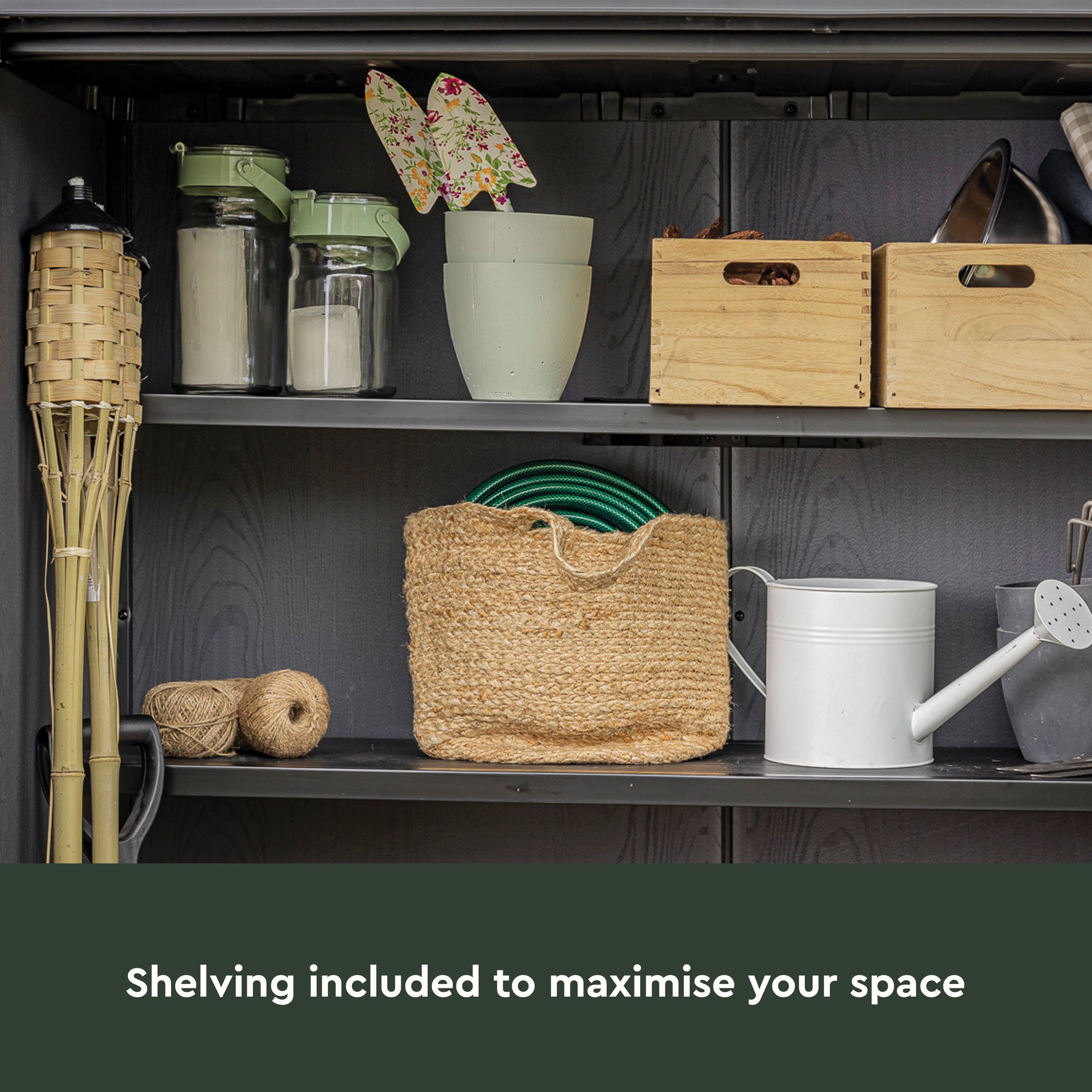 Keter Signature Decocoat Walnut 1400L Pent Garden storage 4x2 ft 1704mm ...