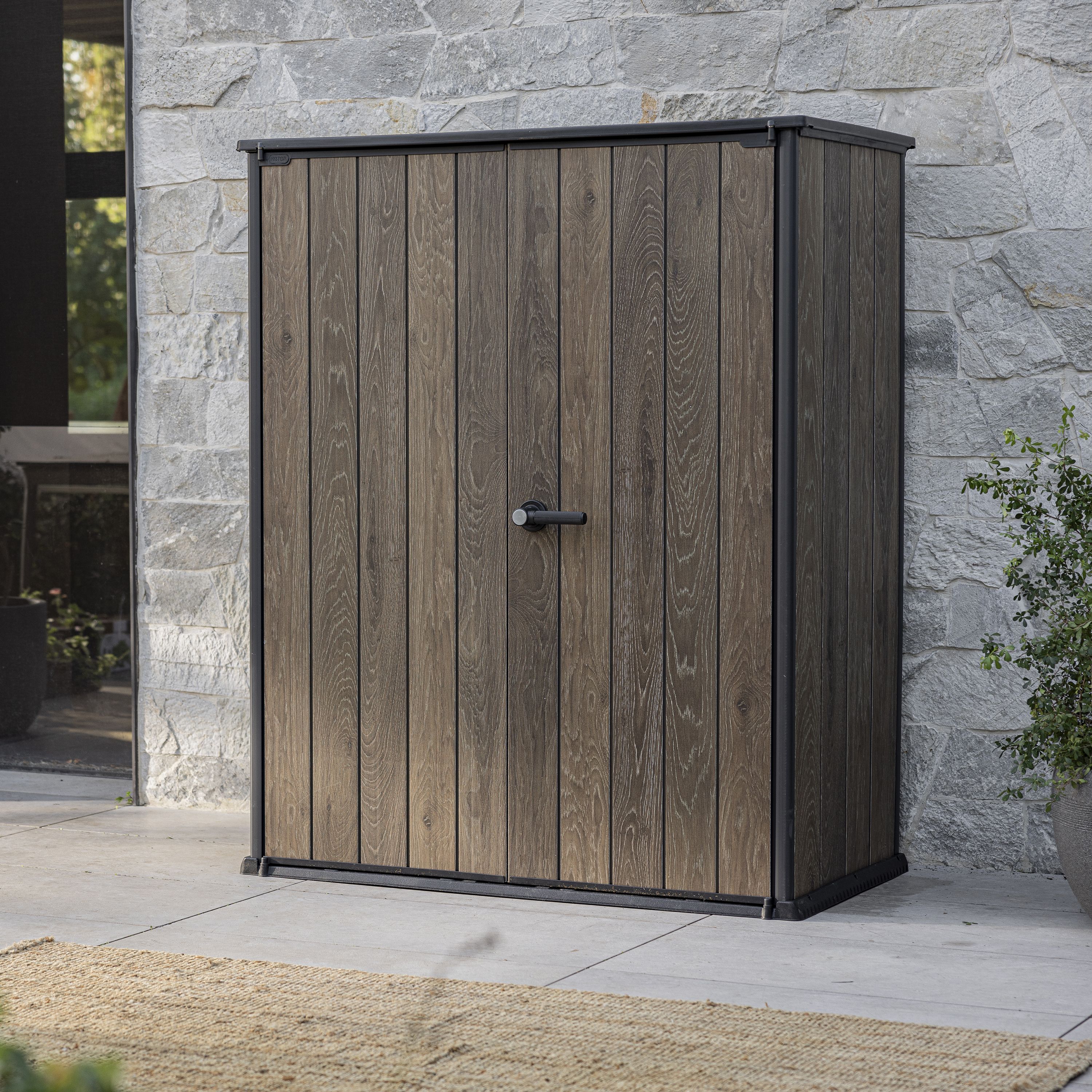 Keter Signature Decocoat Walnut 1400L Pent Garden storage 4x2 ft (H ...