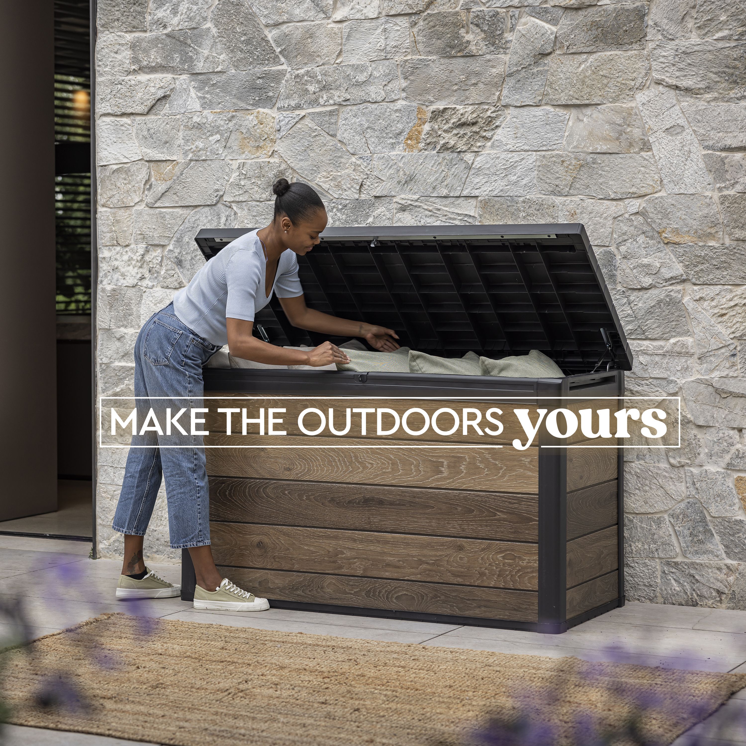 Keter Signature Decocoat Walnut 757L Garden storage box 5x2 ft (H)900mm ...