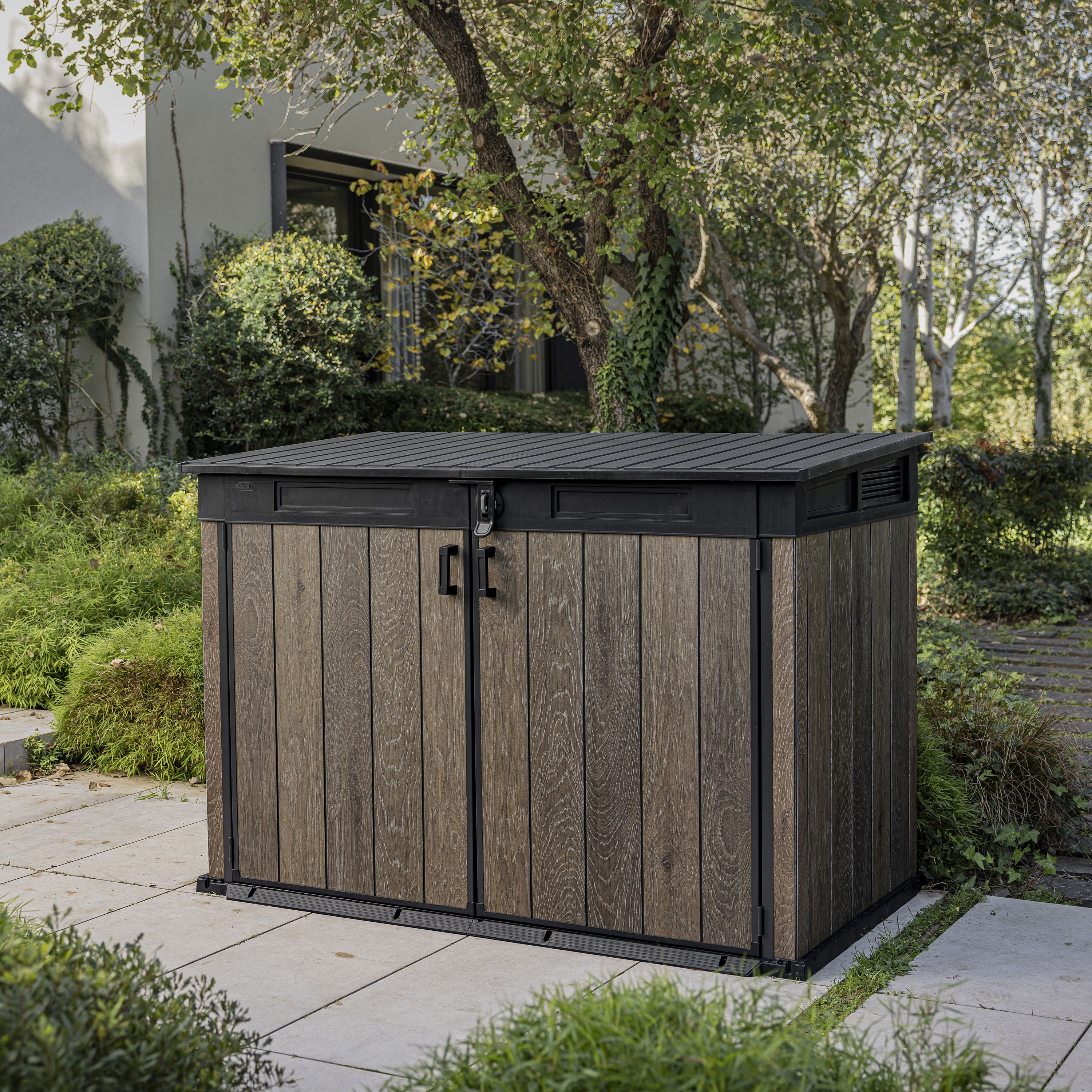 Keter Signature Decocoat Walnut effect Composite 6x3 Pent Garden ...