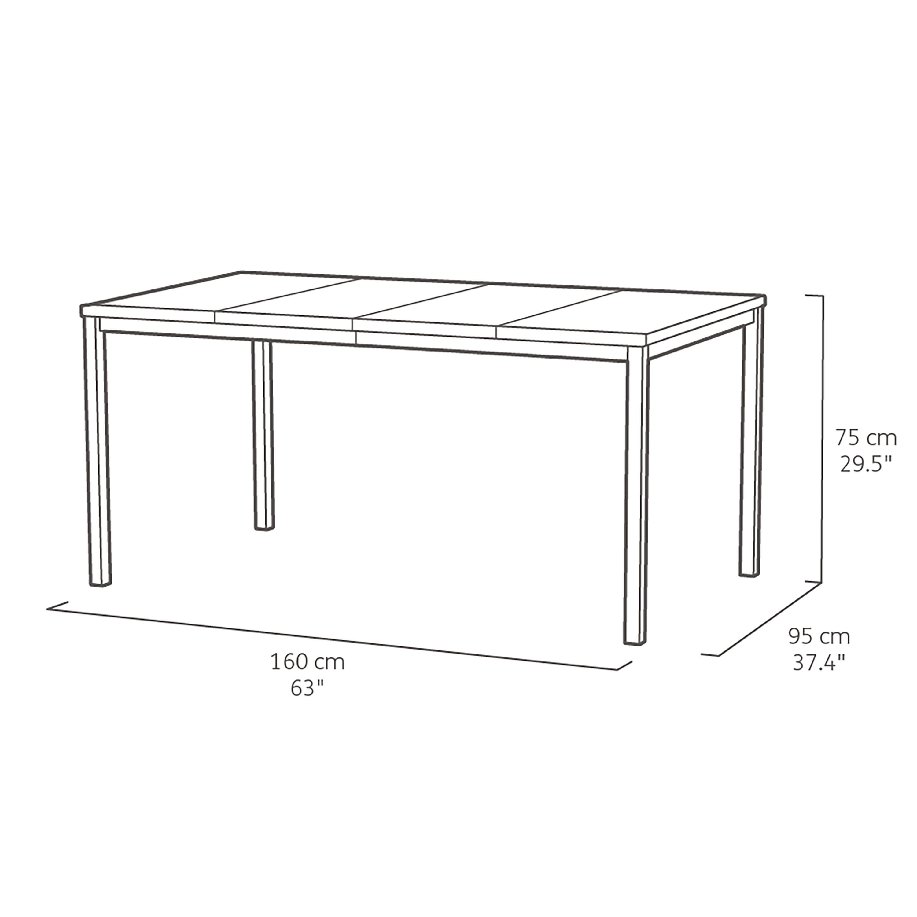 Keter Signature Porto Plastic Walnut brown Rectangular Dining table 1.6m