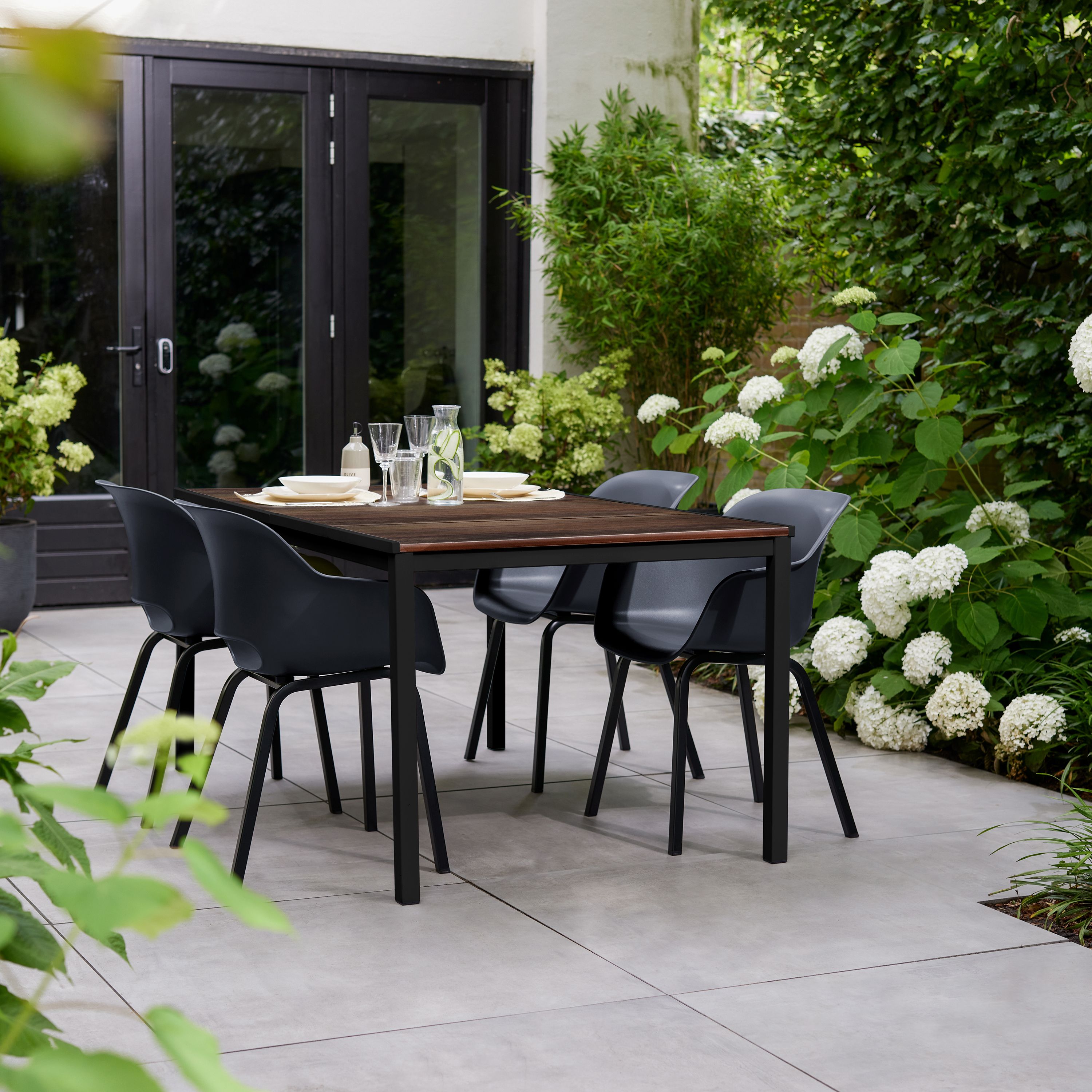 Keter Signature Porto Plastic Walnut brown Rectangular Dining table 1.6m