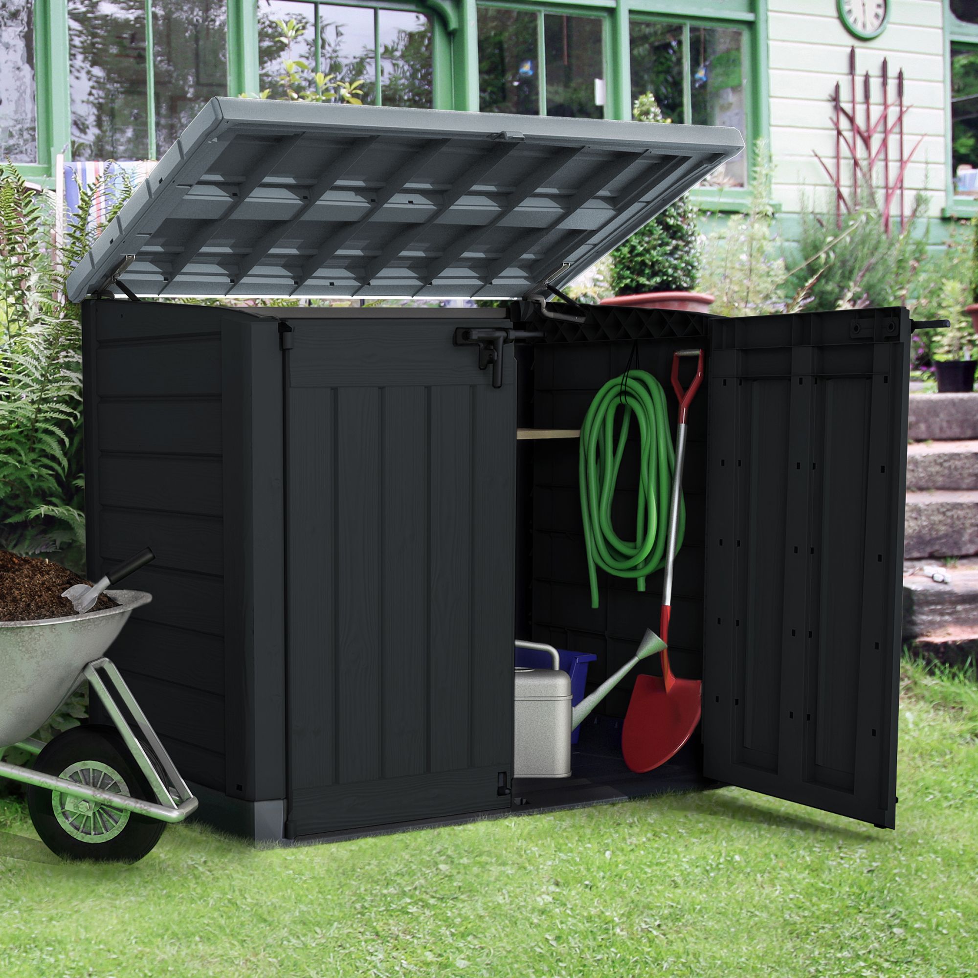 Keter Store It Out Black & grey 1200L Flat Garden storage box (H ...