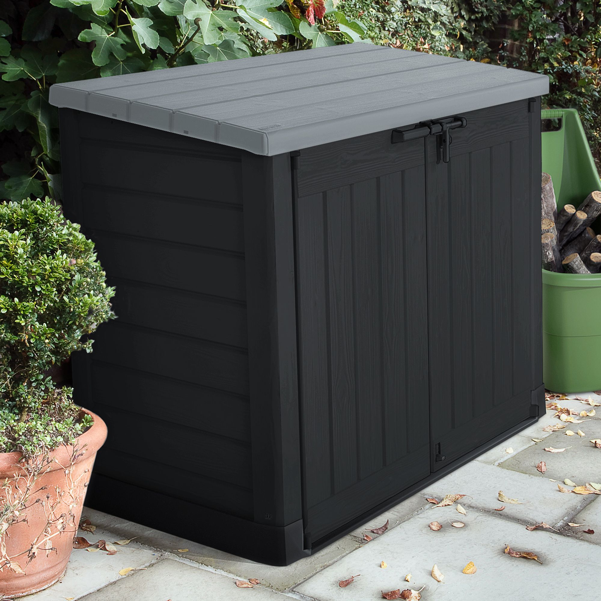 Keter Store It Out Black & grey 1200L Flat Garden storage box (H ...