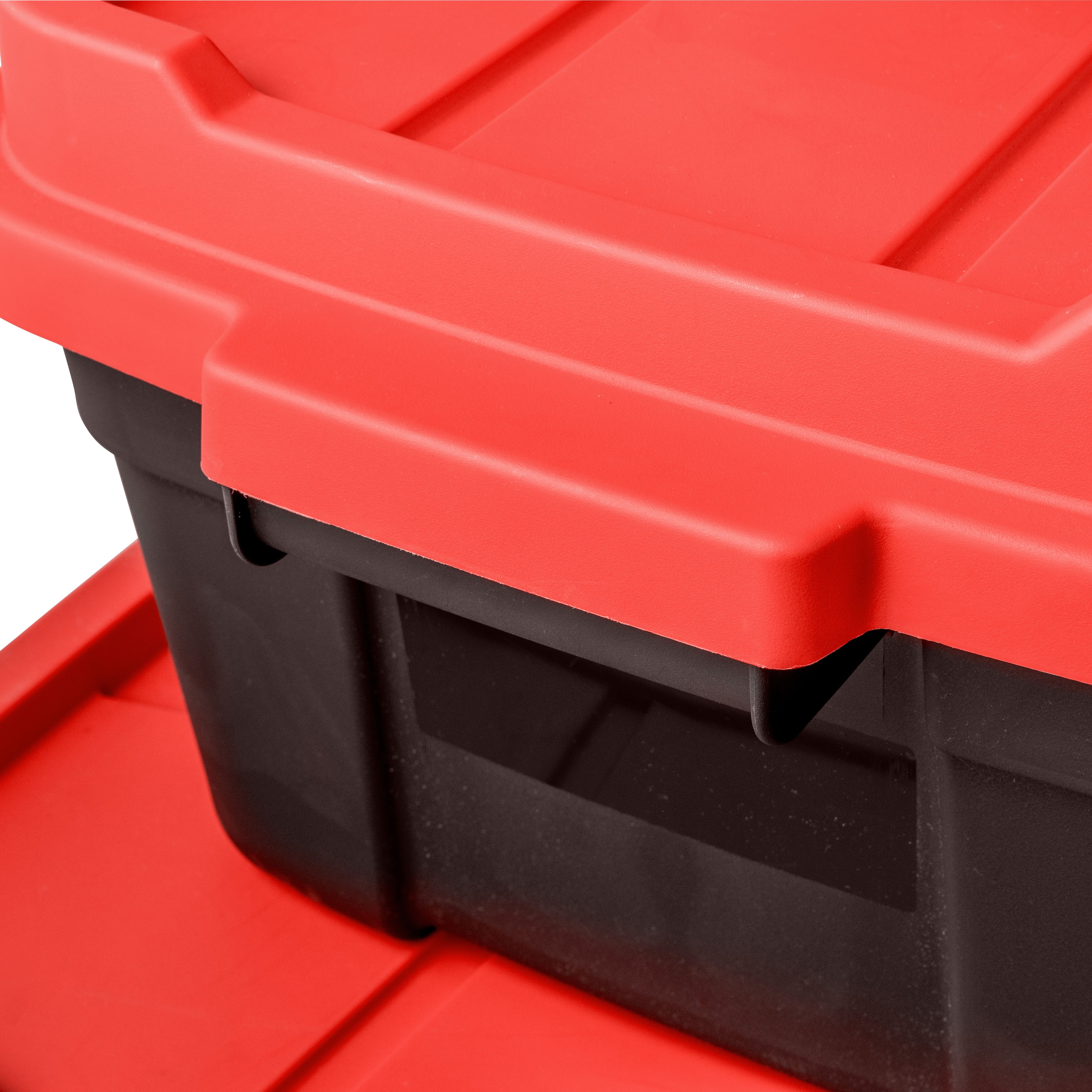 Keter Tuff Tote Black & Red 140L XL Stackable Storage box with Lid