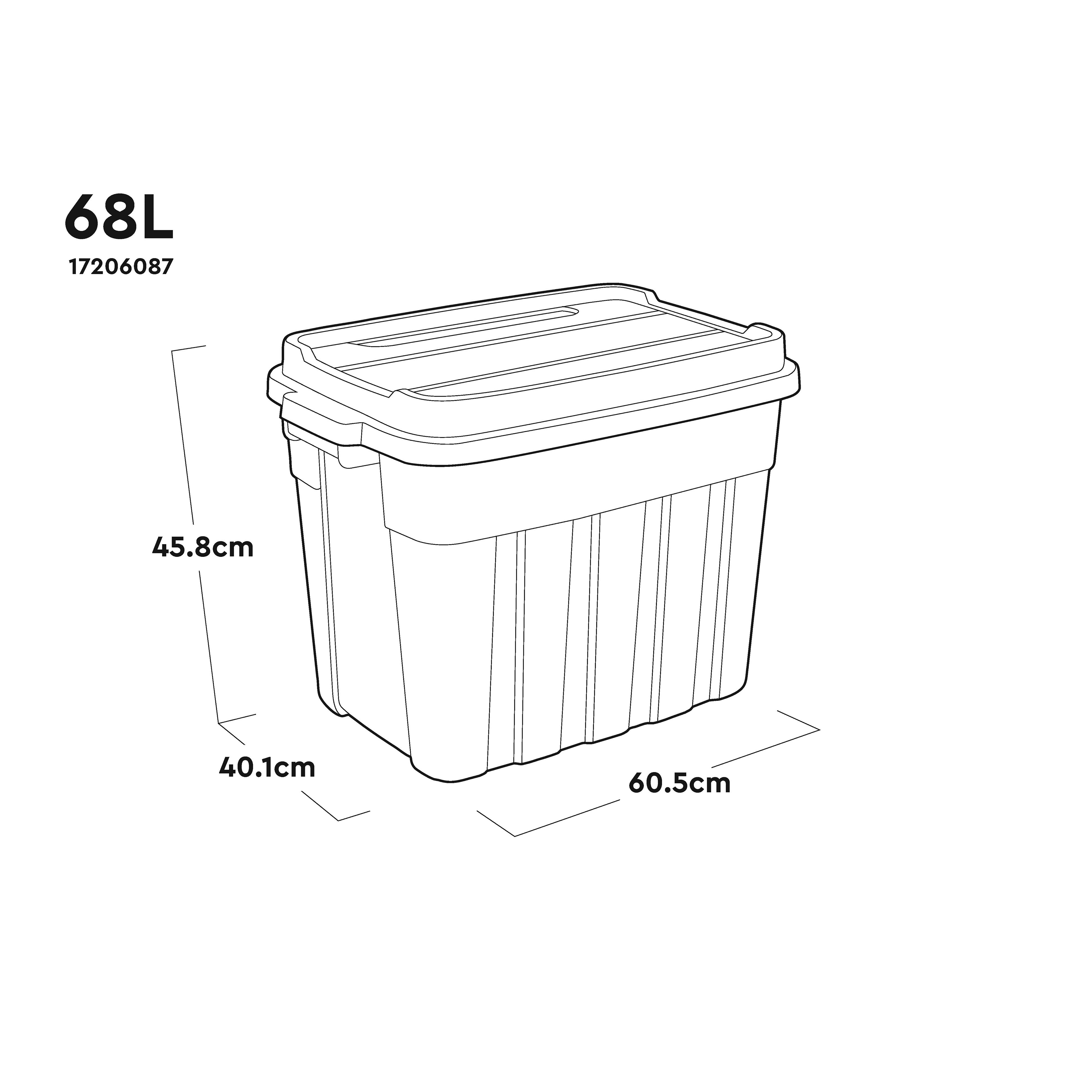 Keter Tuff Tote Black & Red 68L Large Stackable Storage box with Lid