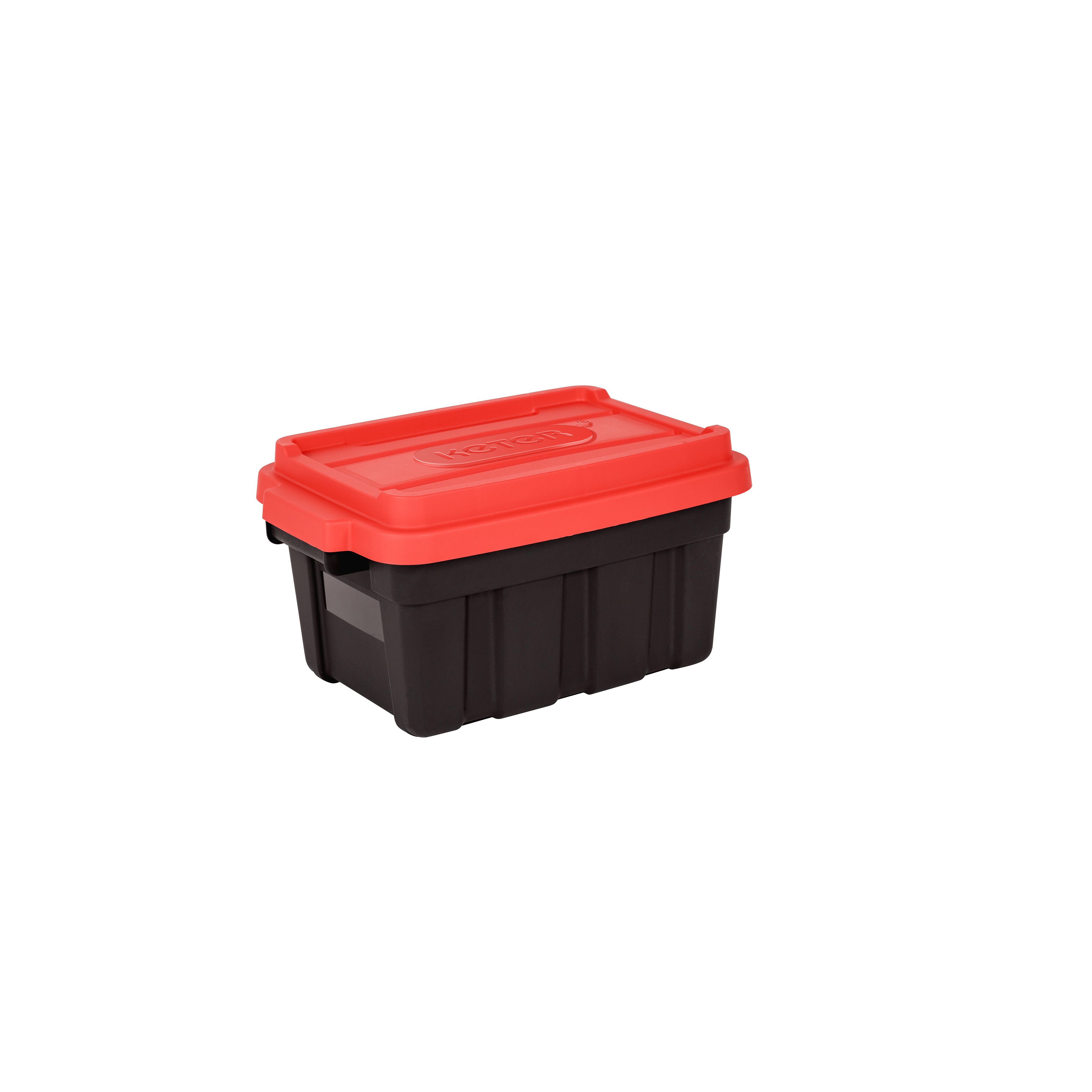 Keter Tuff Totes Black & Red 11L Small Stackable Storage box with Lid ...