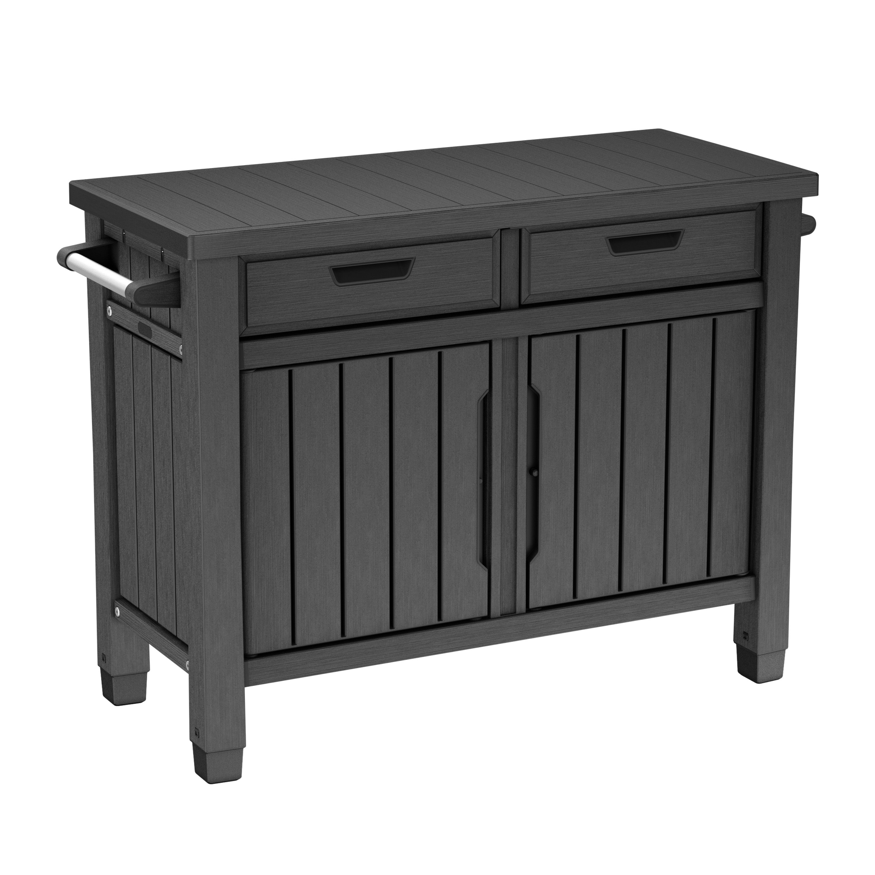 Keter Unity Outdoor Garden BBQ Table Black Plastic Storage box (W) 125 ...