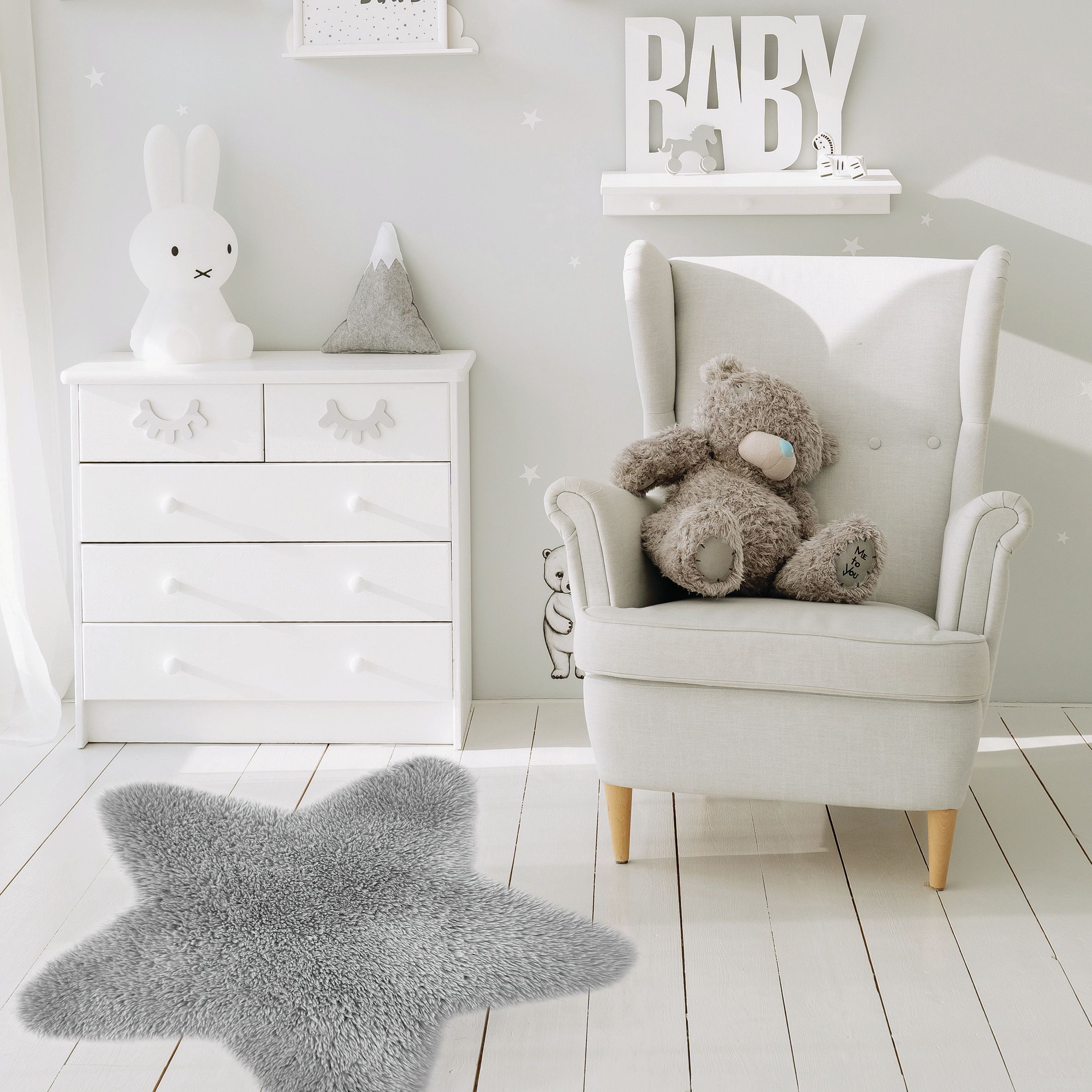 Kids at Home Grey Star shaped Rug 70cmx70cm | DIY at B&Q