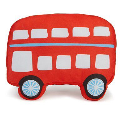 Kids Colours Transport Red Transport bus Cushion (L)28cm x (W)37cm ...