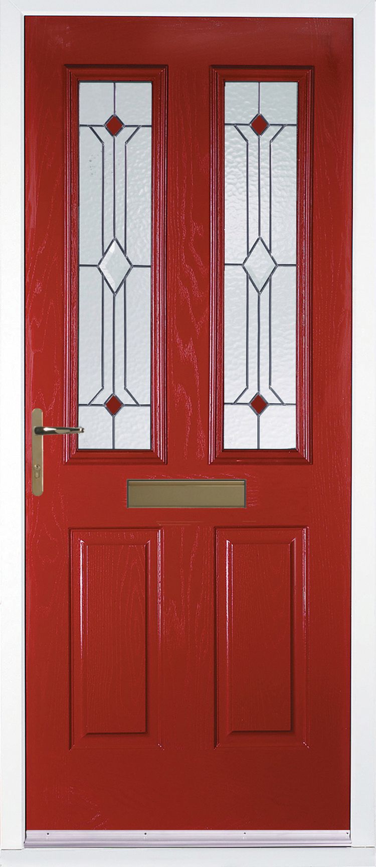 Kingston Red GRP Partially glazed RH Front door & frame (H)2055mm (W ...