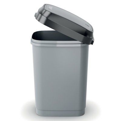 Kis Dark grey Plastic Dual swing Bin - 50L | DIY at B&Q