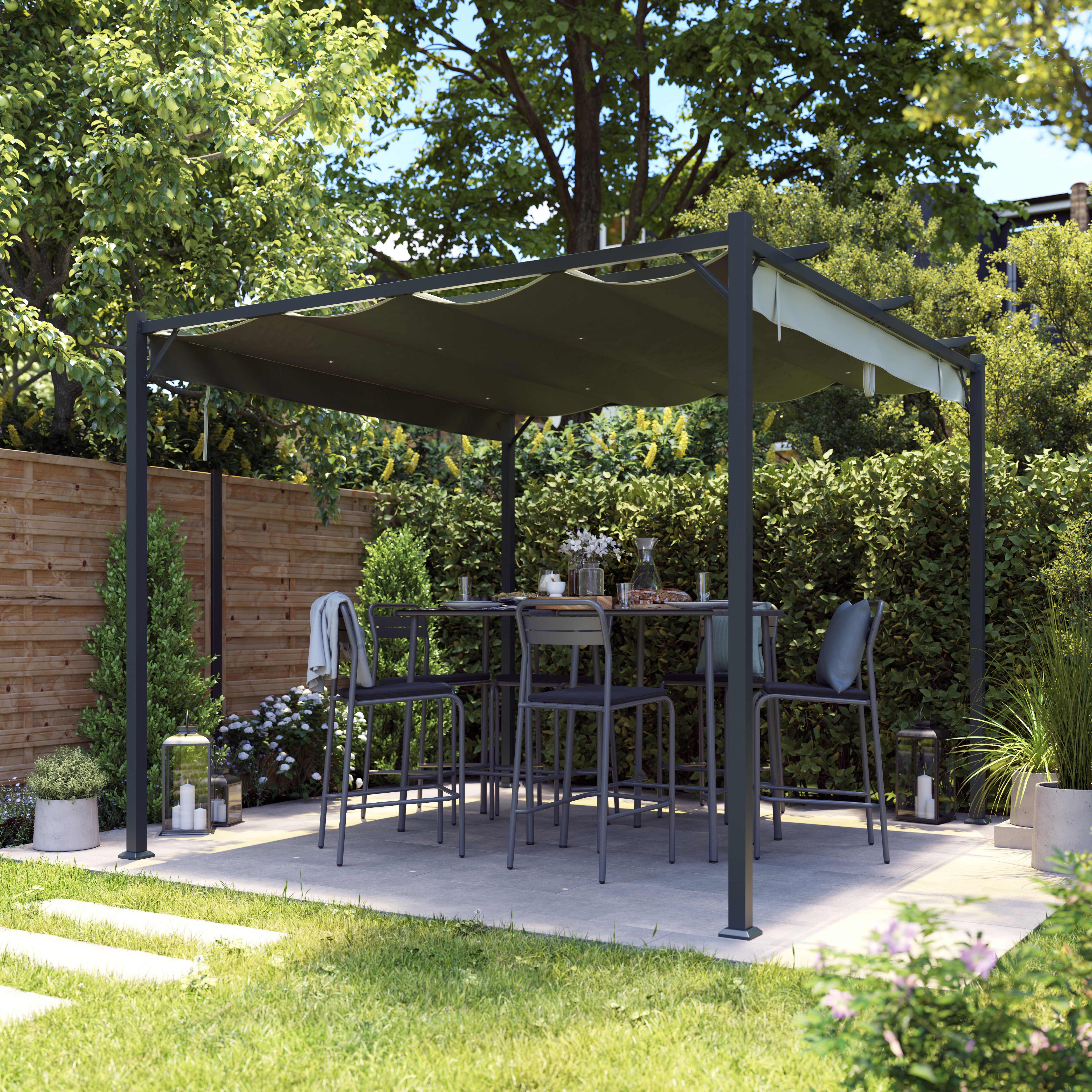 Klikstrom Alizé Square Pergola, (W)3m x (D)2.9m x (H)2.33m
