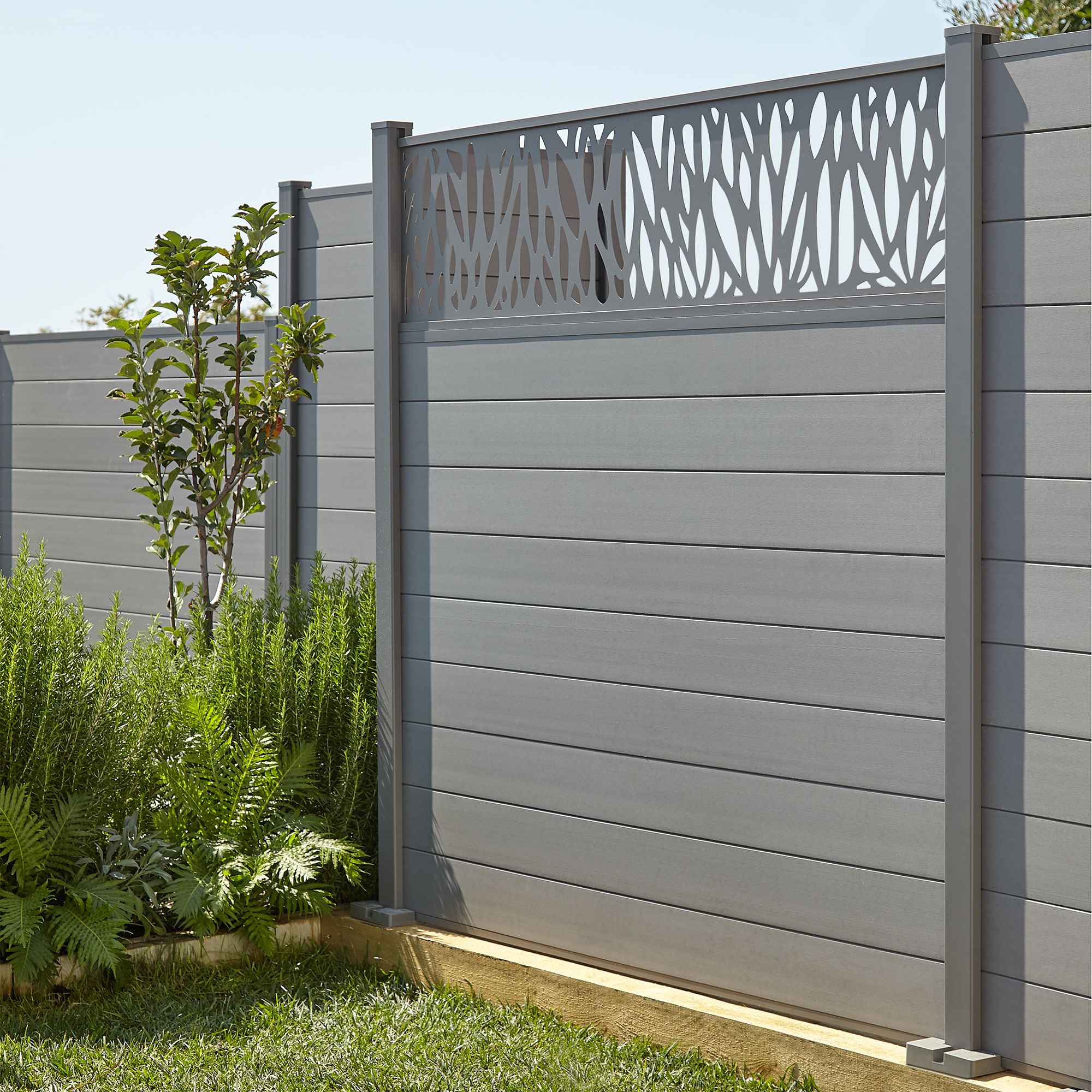 Klikstrom Neva Contemporary Taupe Metal 1/4 fence panel (W)0.44m (H)1.79m