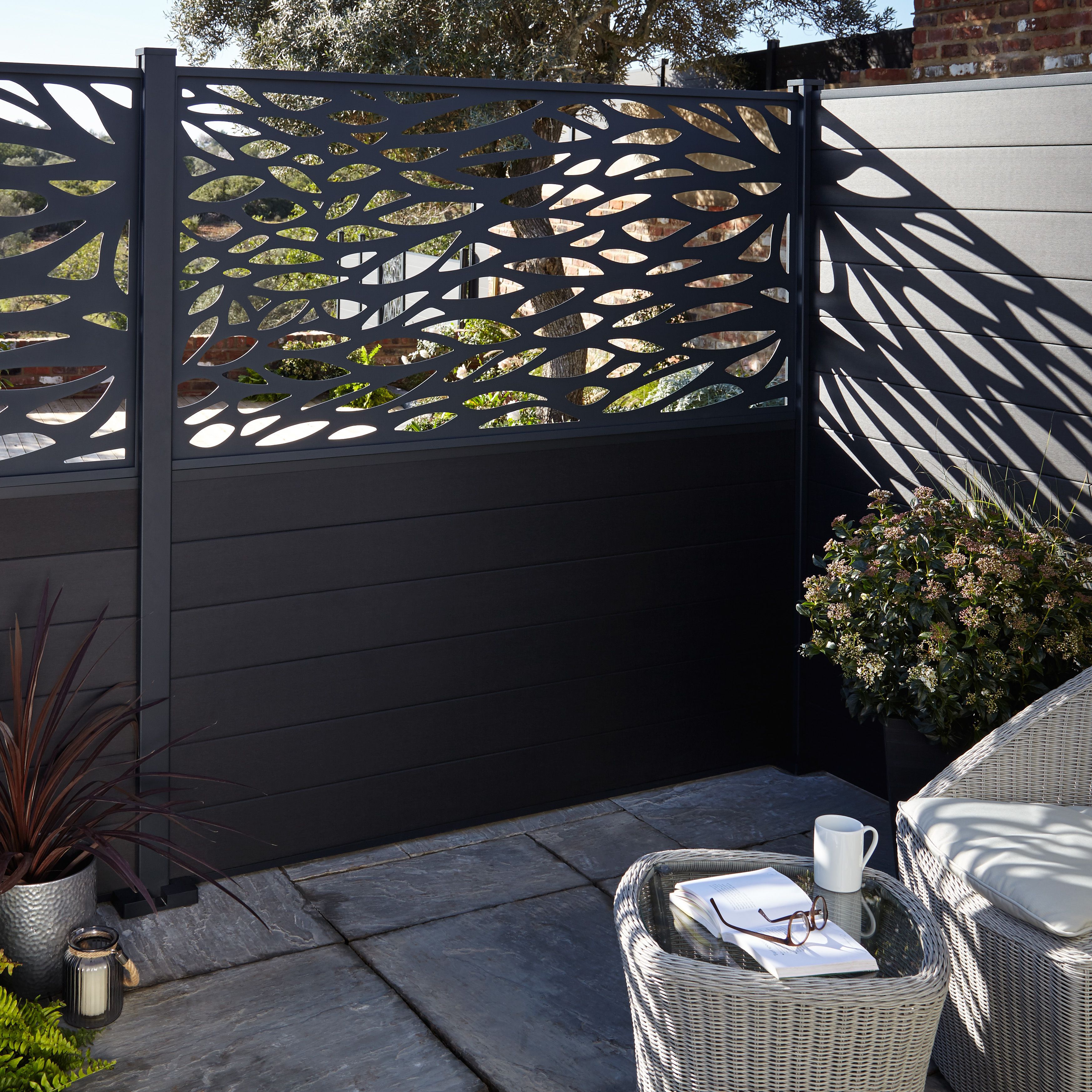 Klikstrom Neva Untreated Dark grey Metal 1/2 fence panel (W)1.79m (H)0 ...