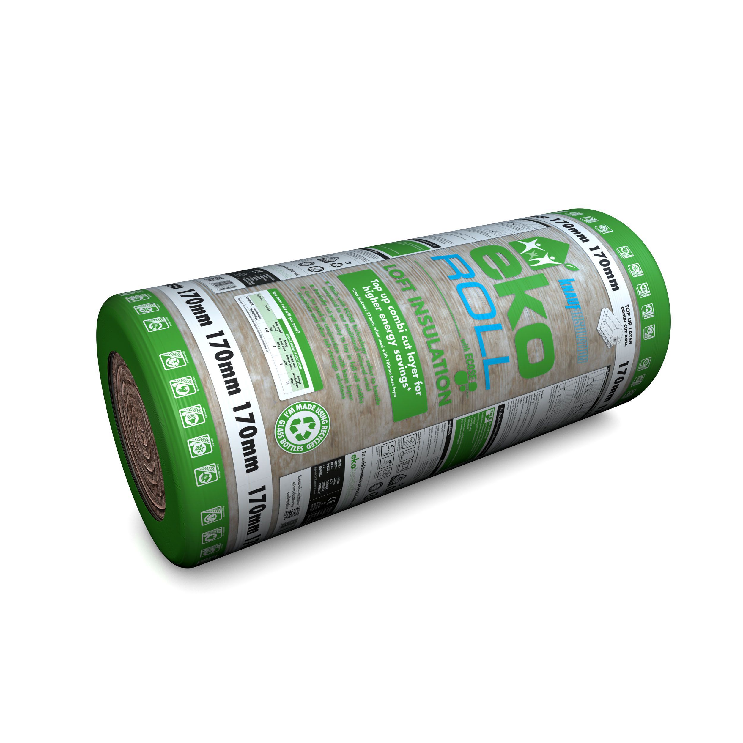 Knauf Eko Roll Loft insulation roll, (L)5.68m (W)1.14m (T)170mm | DIY ...