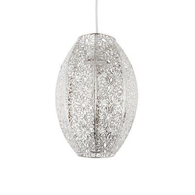 Krishna Silver effect Filigree metalwork Lamp shade (D)21cm