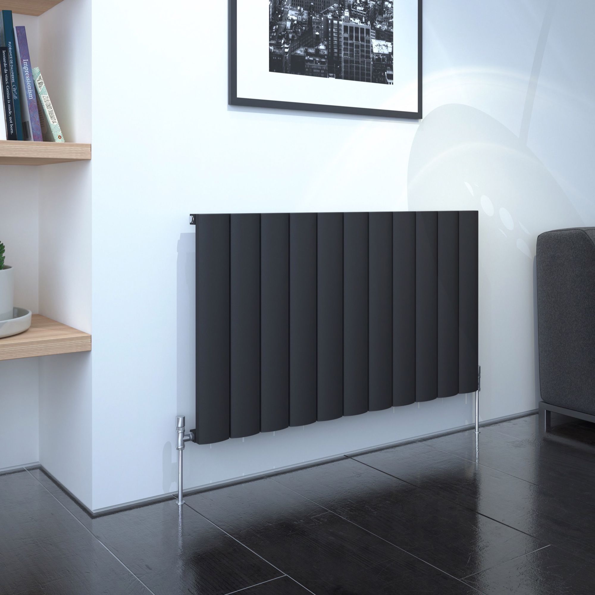 Kudox AluLite Black Horizontal Designer Radiator, (W)1040mm x (H)600mm ...