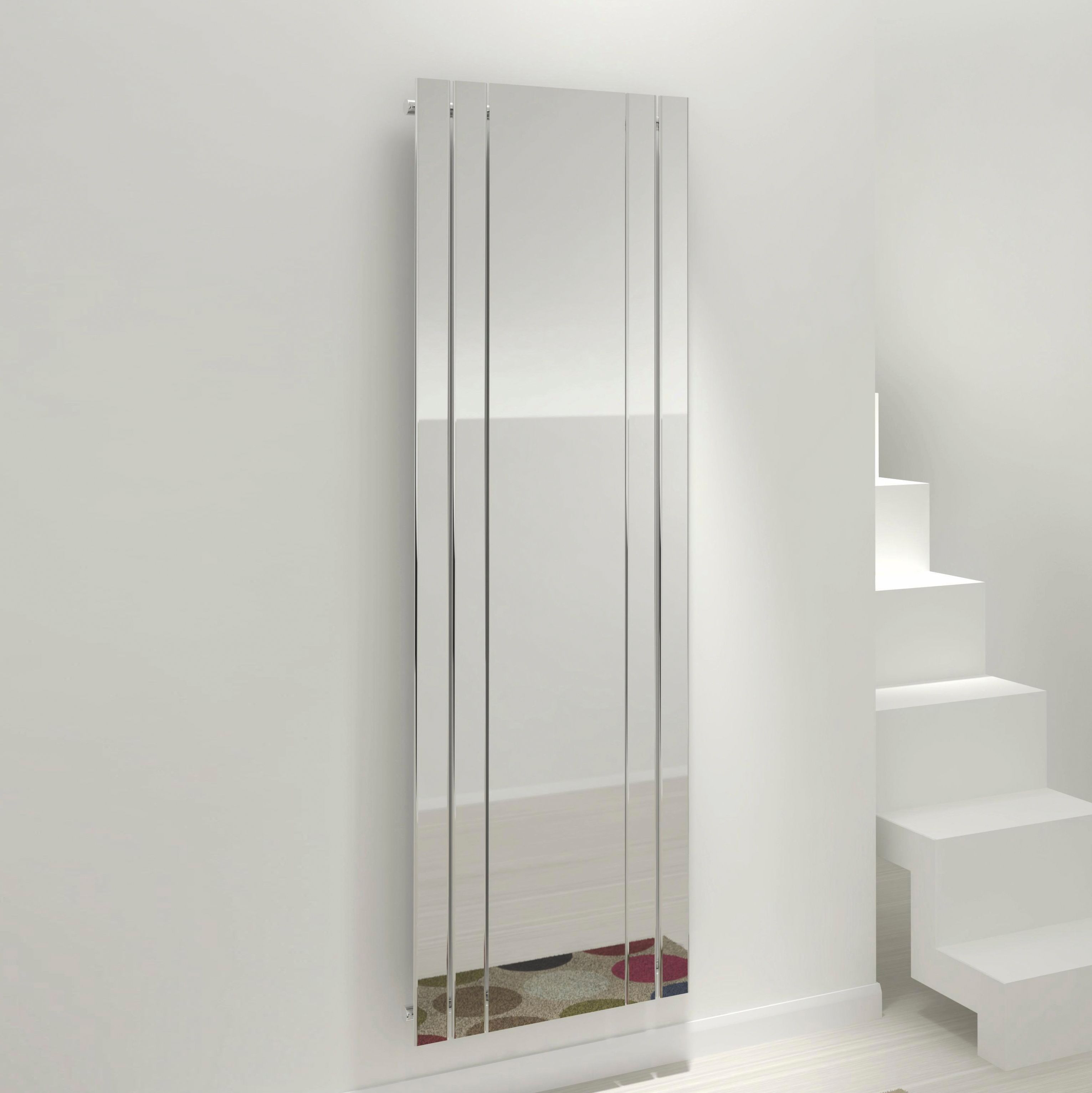 Kudox Tova Mirror Chrome Vertical Designer Radiator, (W)600mm x (H ...