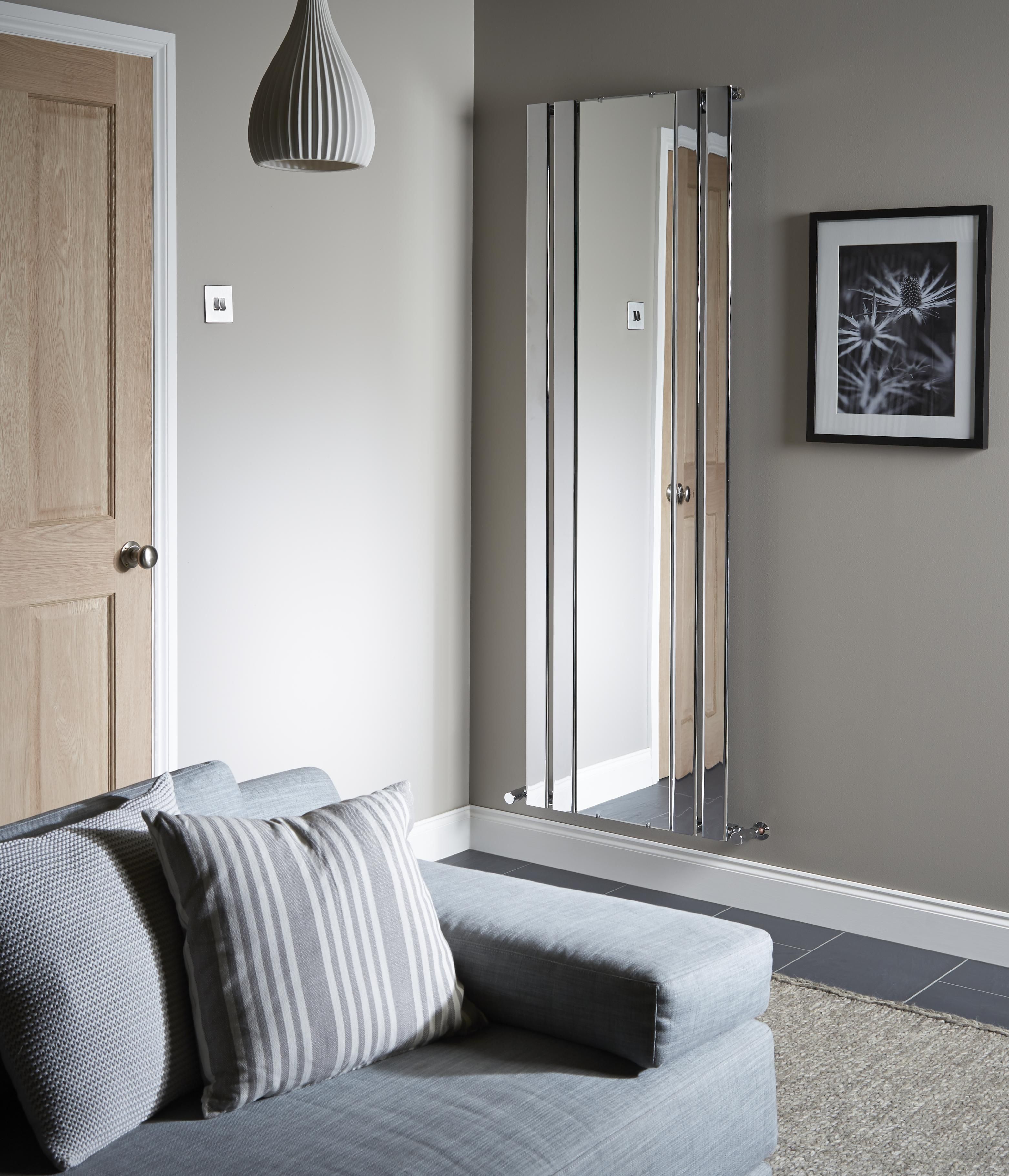 Kudox Tova Mirror Chrome Vertical Designer Radiator, (W)600mm x (H)1800mm