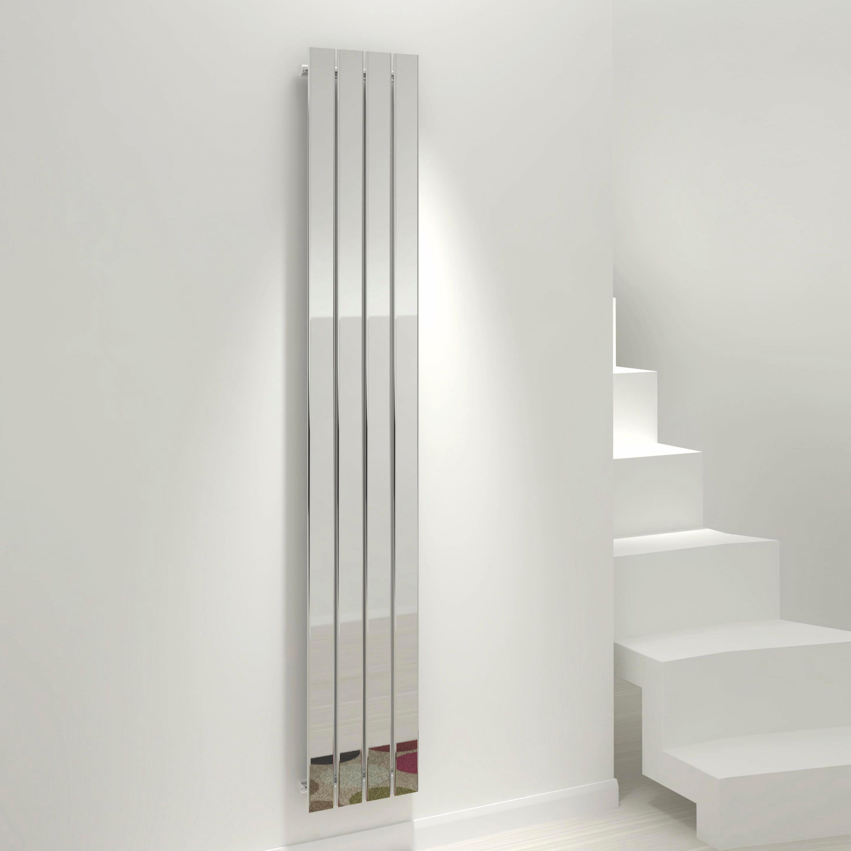Kudox Tova Vertical Designer radiator Chrome Polished (H)1800 mm (W)310 ...