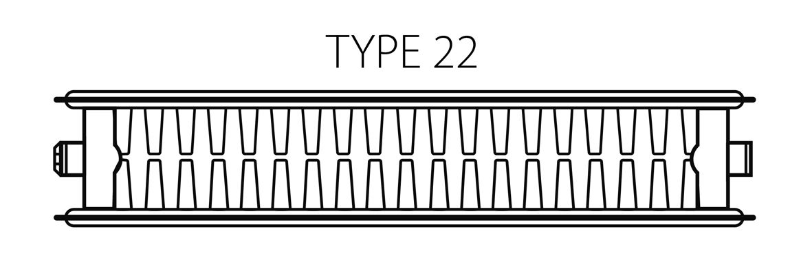 Kudox White Type 22 Double Panel Radiator, (W)1000mm x (H)600mm